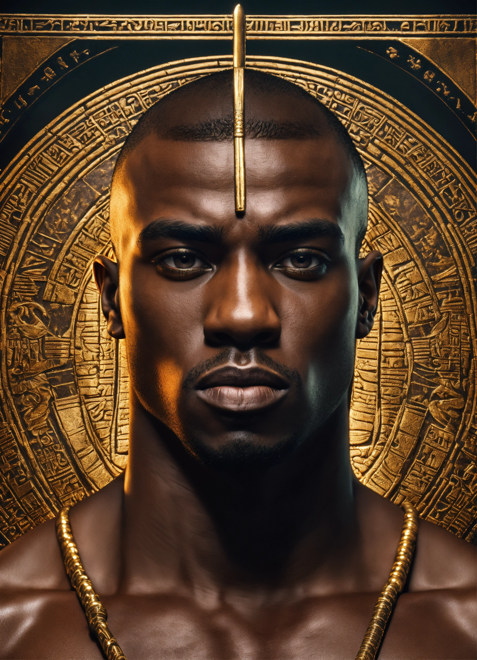 Lexica - A symmetrical huge bodybuilder close-up of an African male ...