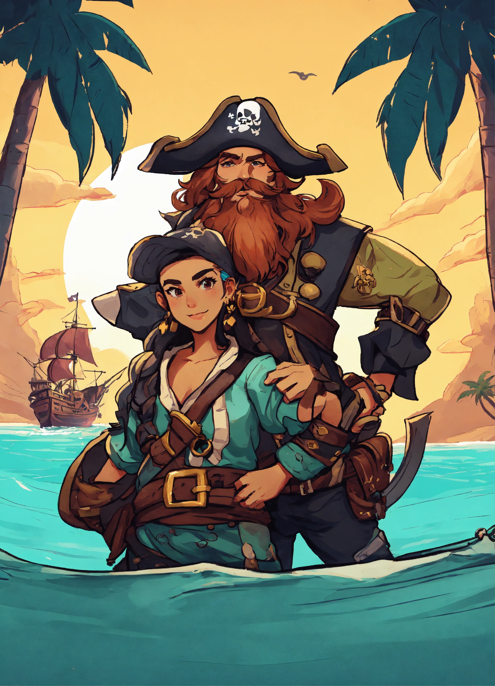 Lexica - Ypung pirates, one pirate hand on the other's shoulder, on the ...