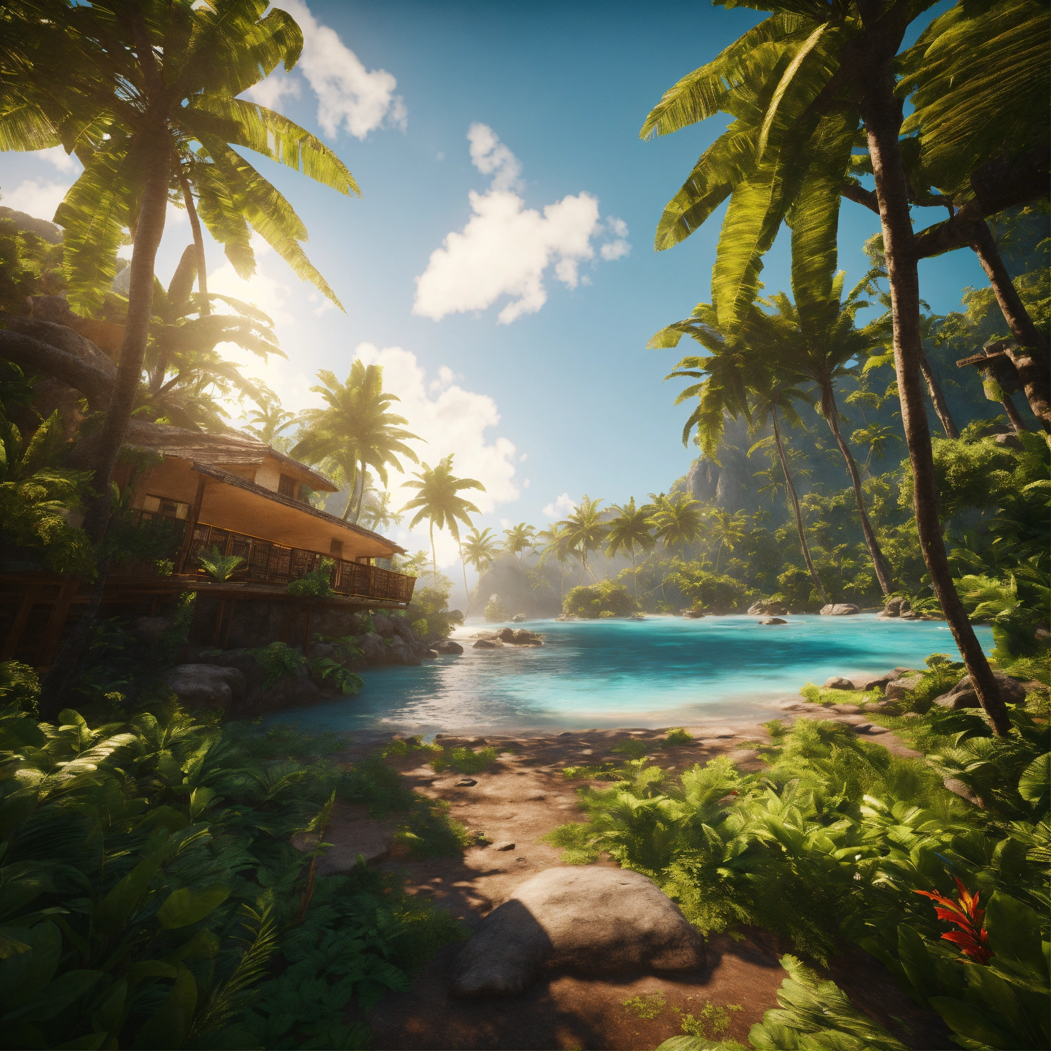 Lexica - Vast tropical paradise, tropical flora, Cinematic style, High ...