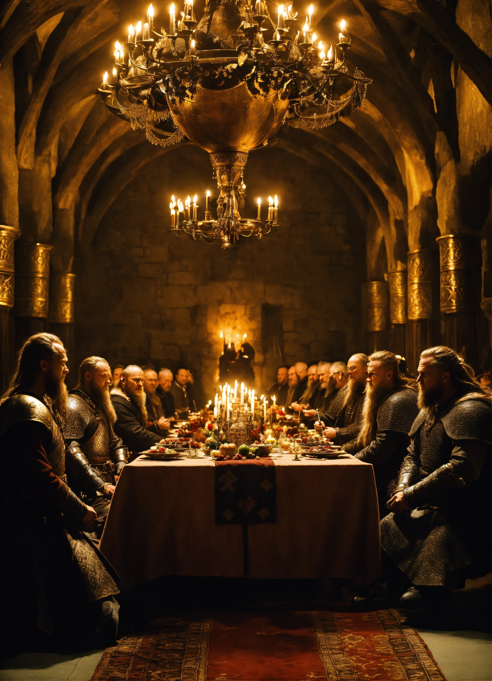 Lexica - Ragnar Lothbrok, 60 old-years, in a great viking Hall, feast ...