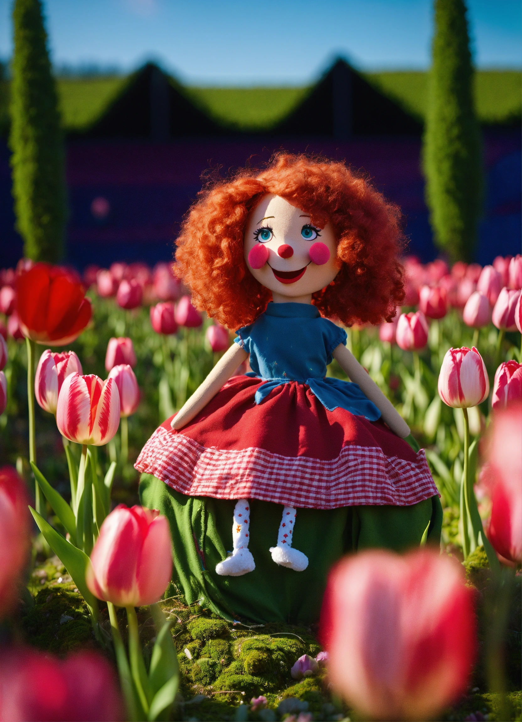 Lexica - One realistic wooden puppets, a red-haired girl, happy ...