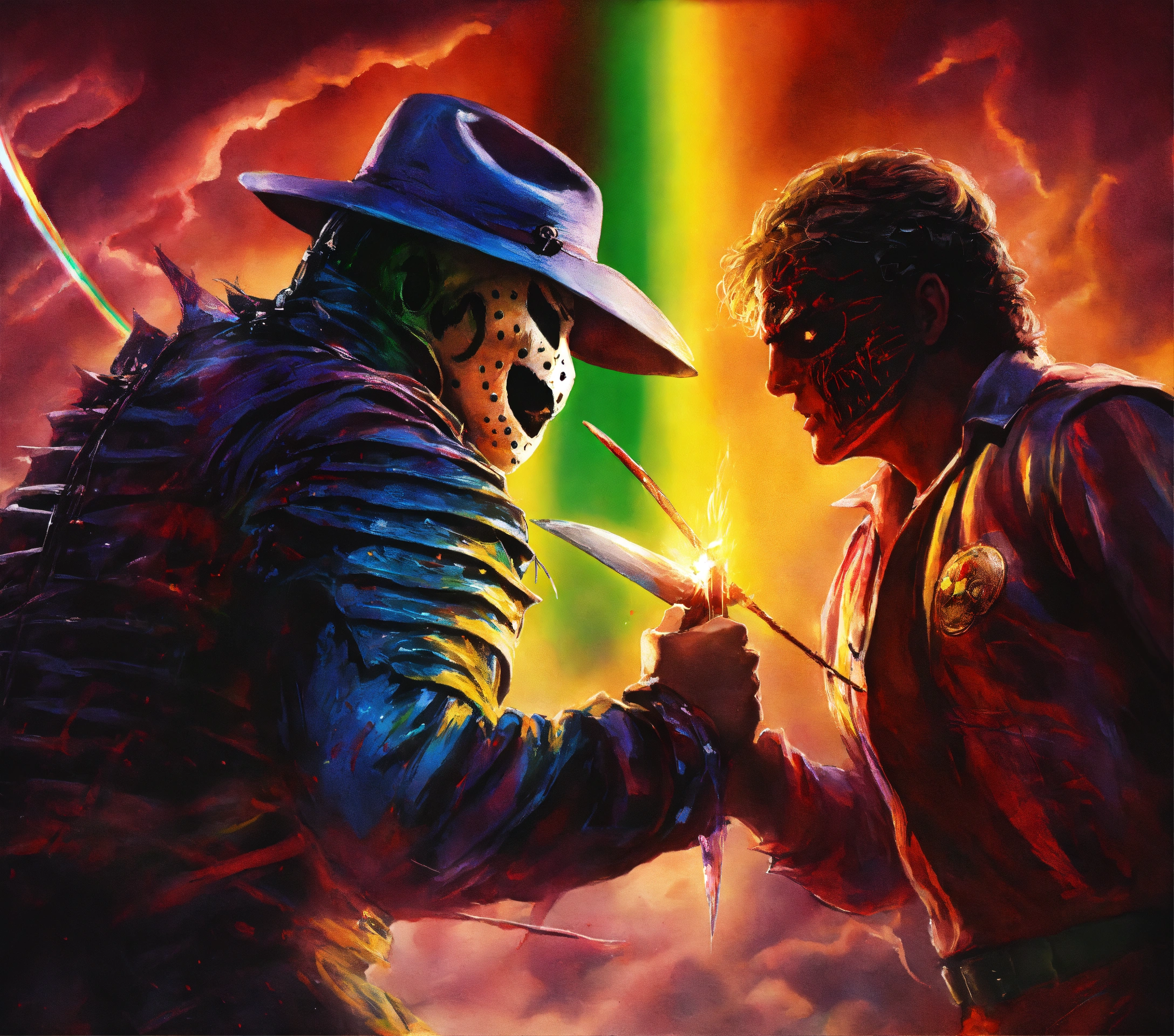 Lexica - Nightmare on elm st freddie vs Jason god rainbow thunder