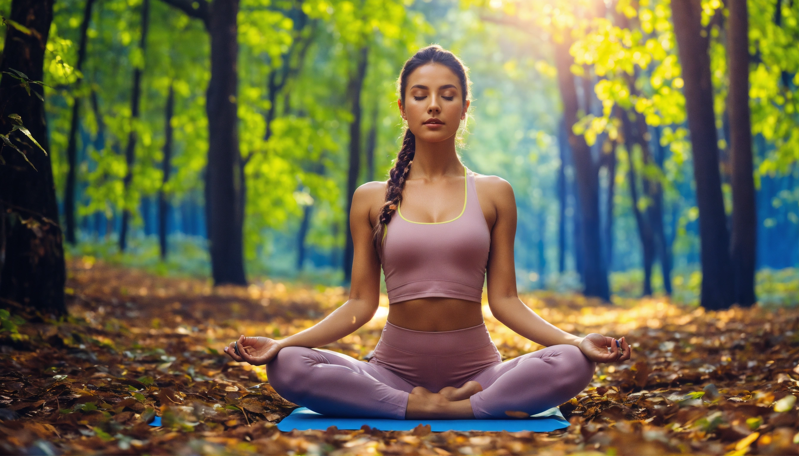 Lexica - Maiden doing yoga in a magic forest, poses, perfect face