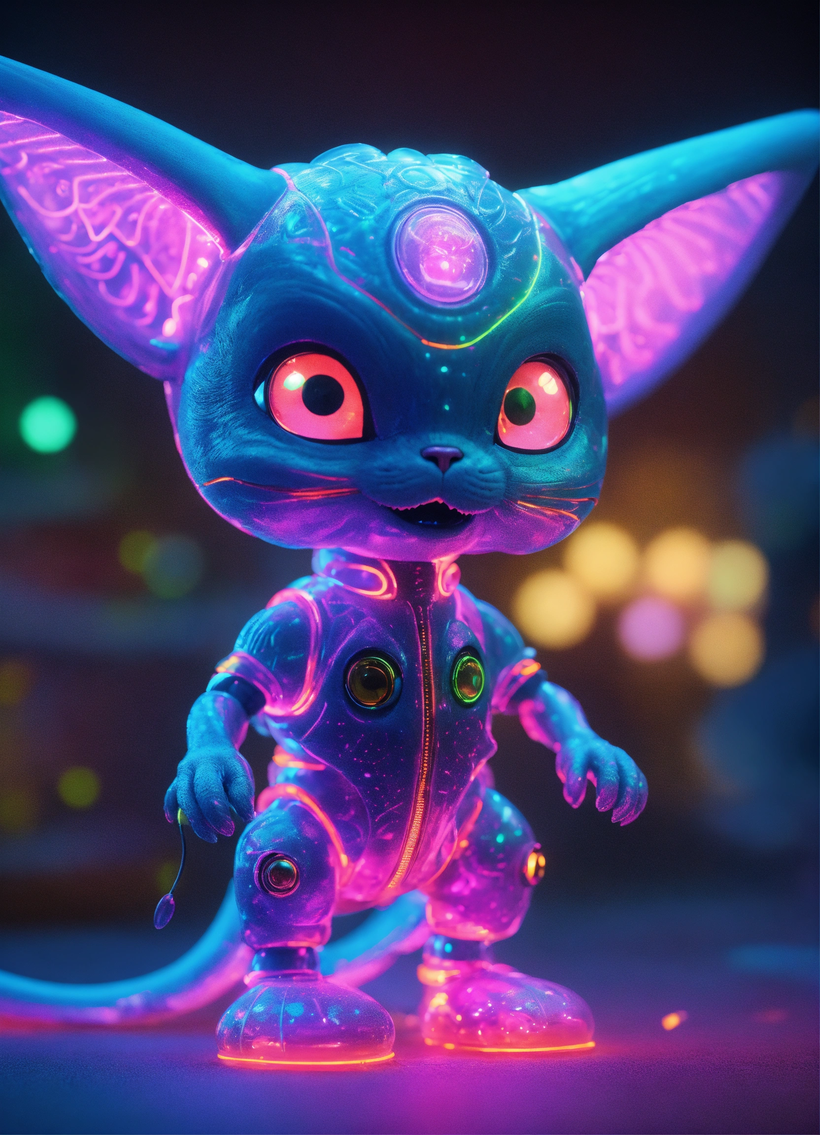 Lexica - Gelly cute adorable alien monster, full-body, neon glow colors ...