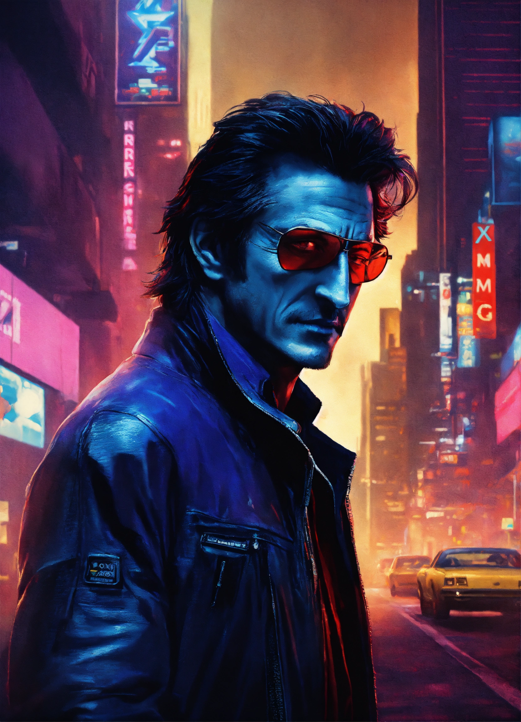 Lexica - Sean Penn is Nightcrawler of X-Men in a movie, in a cyberpunk ...
