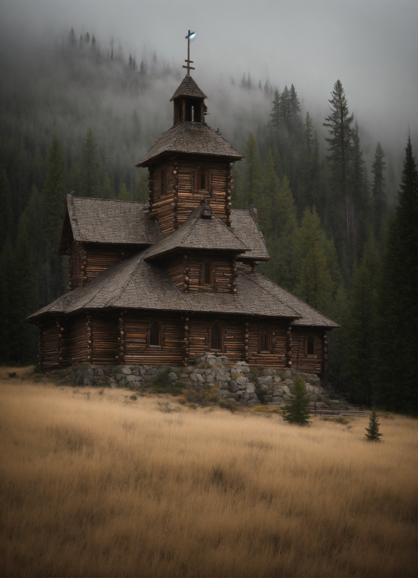 Lexica - An award winning photograph of a creepy log-constructed ...