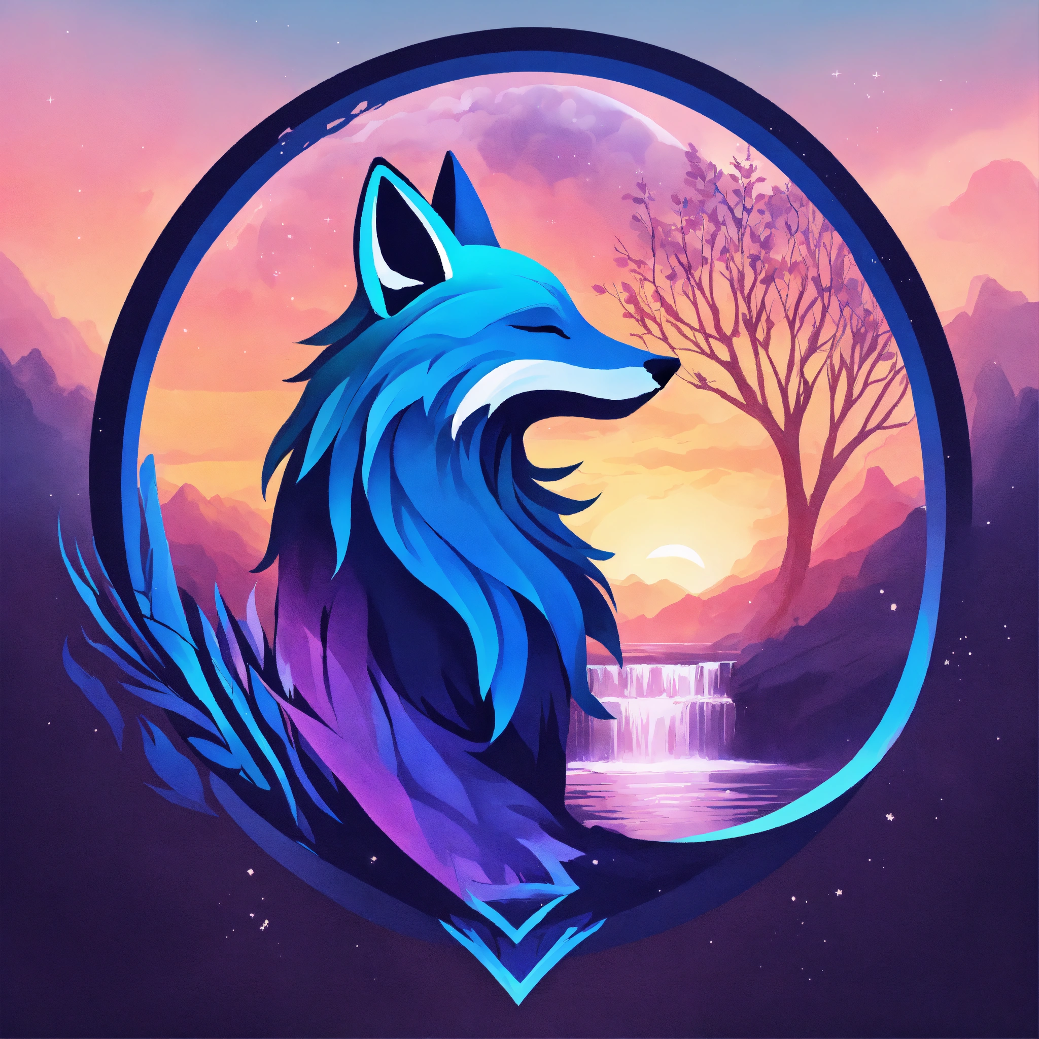 Lexica - Magical Logo with mystical waterfall featuring an abstract ...