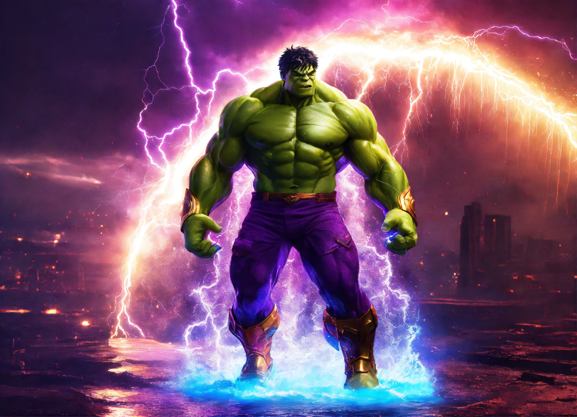 Lexica - Hulk purple gold vs glowing Elecktro god rainbow water ...