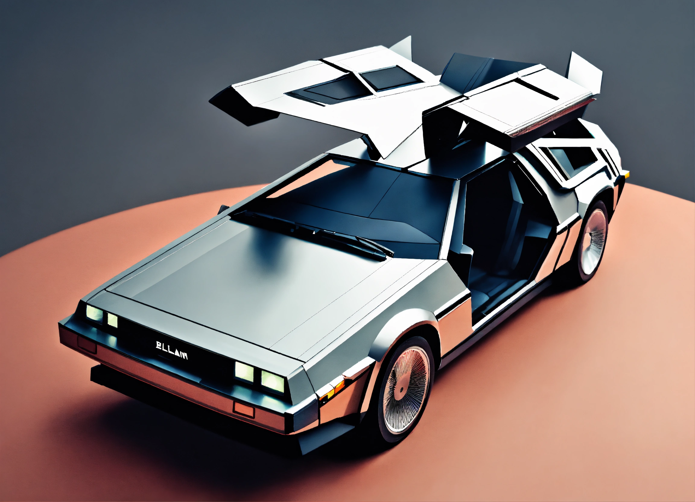 Lexica - Delorean built in origami, minimalistic and abstract illustration