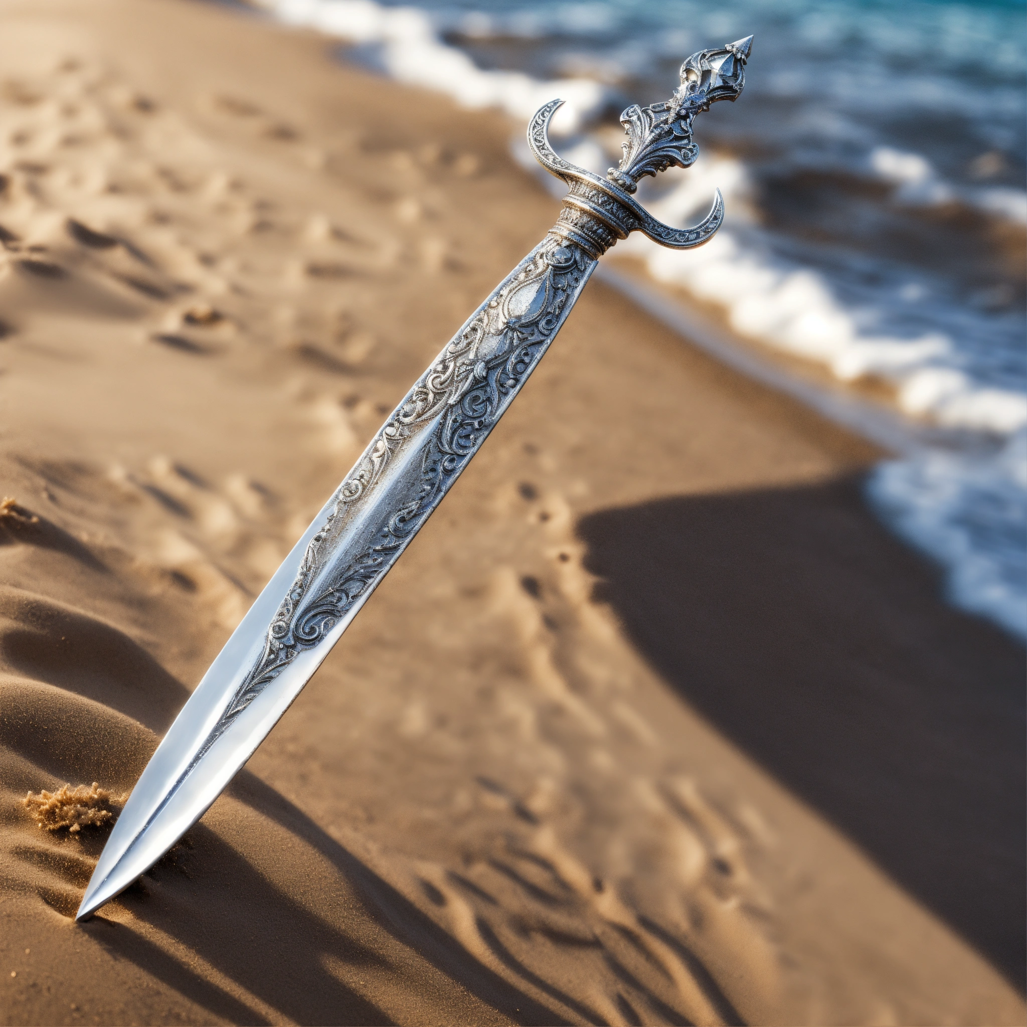 Lexica - 8k, picture of a narrow and delicate wavy curved dagger made ...