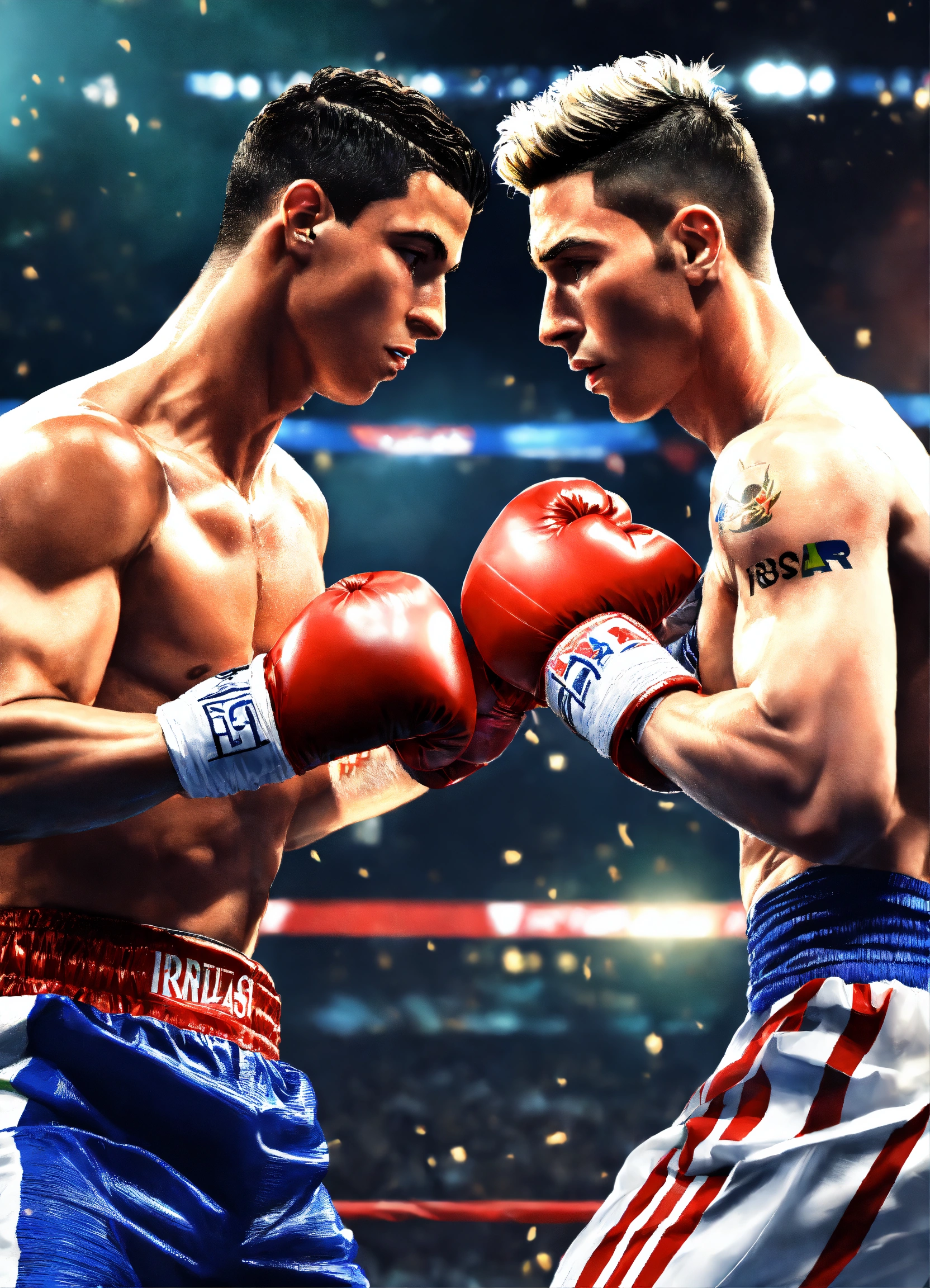 Lexica - Cristiano ronaldo and messi fighting, boxing with gloves ...