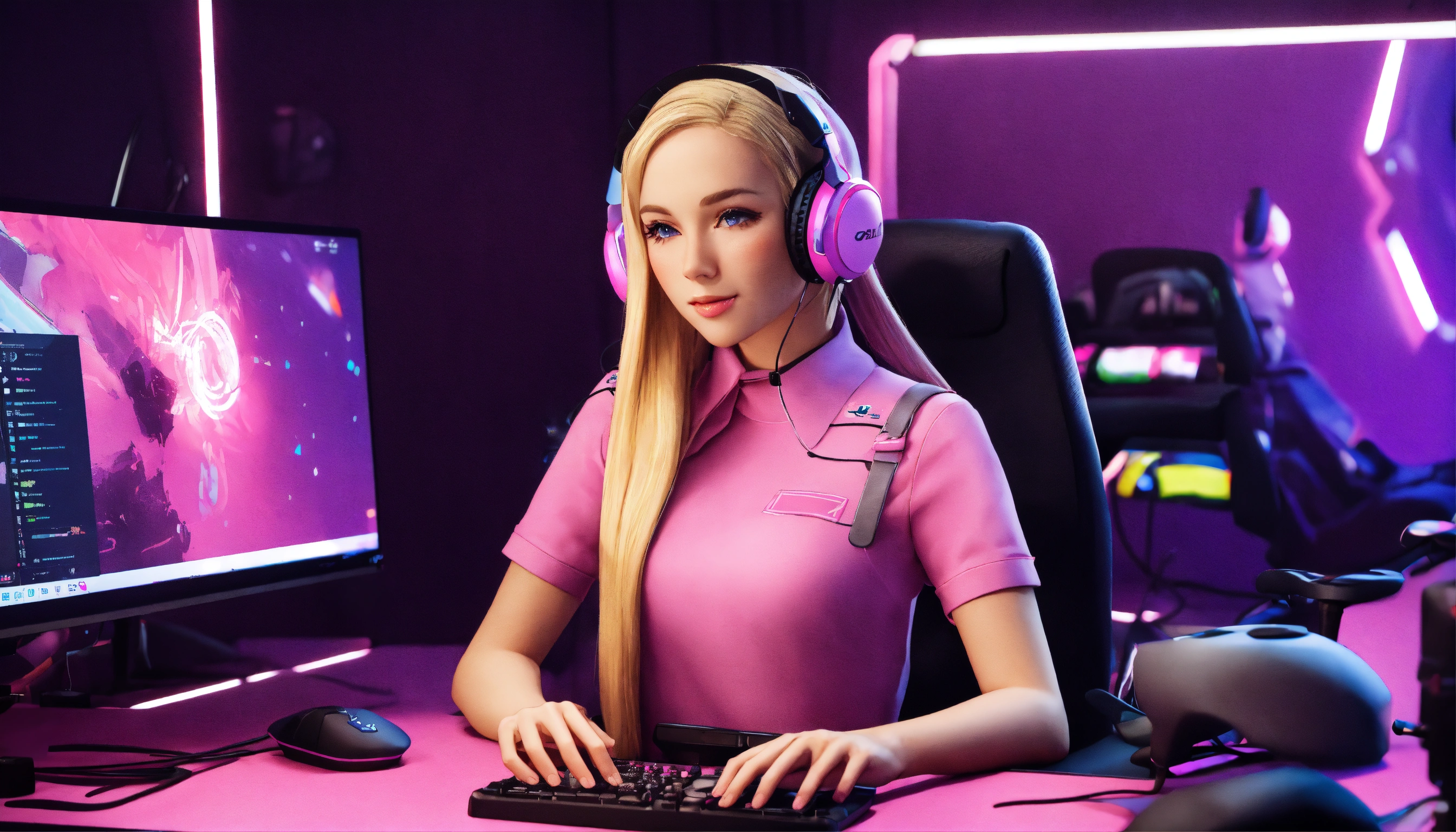 Lexica - Cute blonde European woman, long hair, streamer, gamer ...