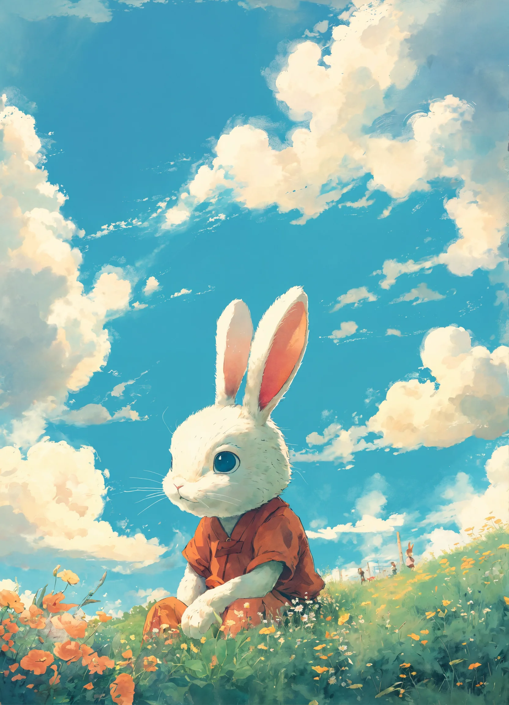 Lexica - Cute rabbit studio ghibli illustration cloudy sunny day ...