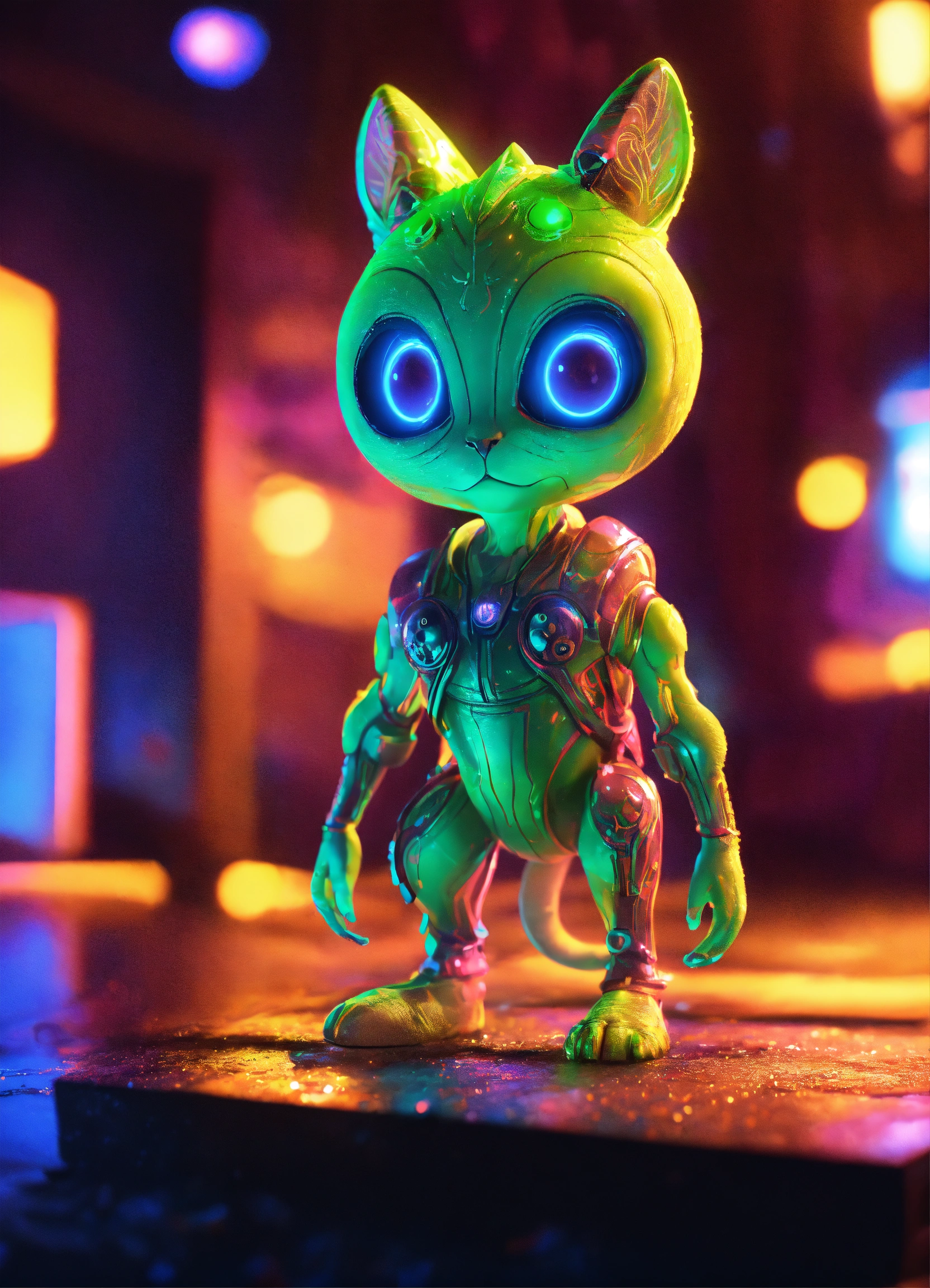 Lexica - Gelly cute adorable alien monster, full-body, neon glow colors ...