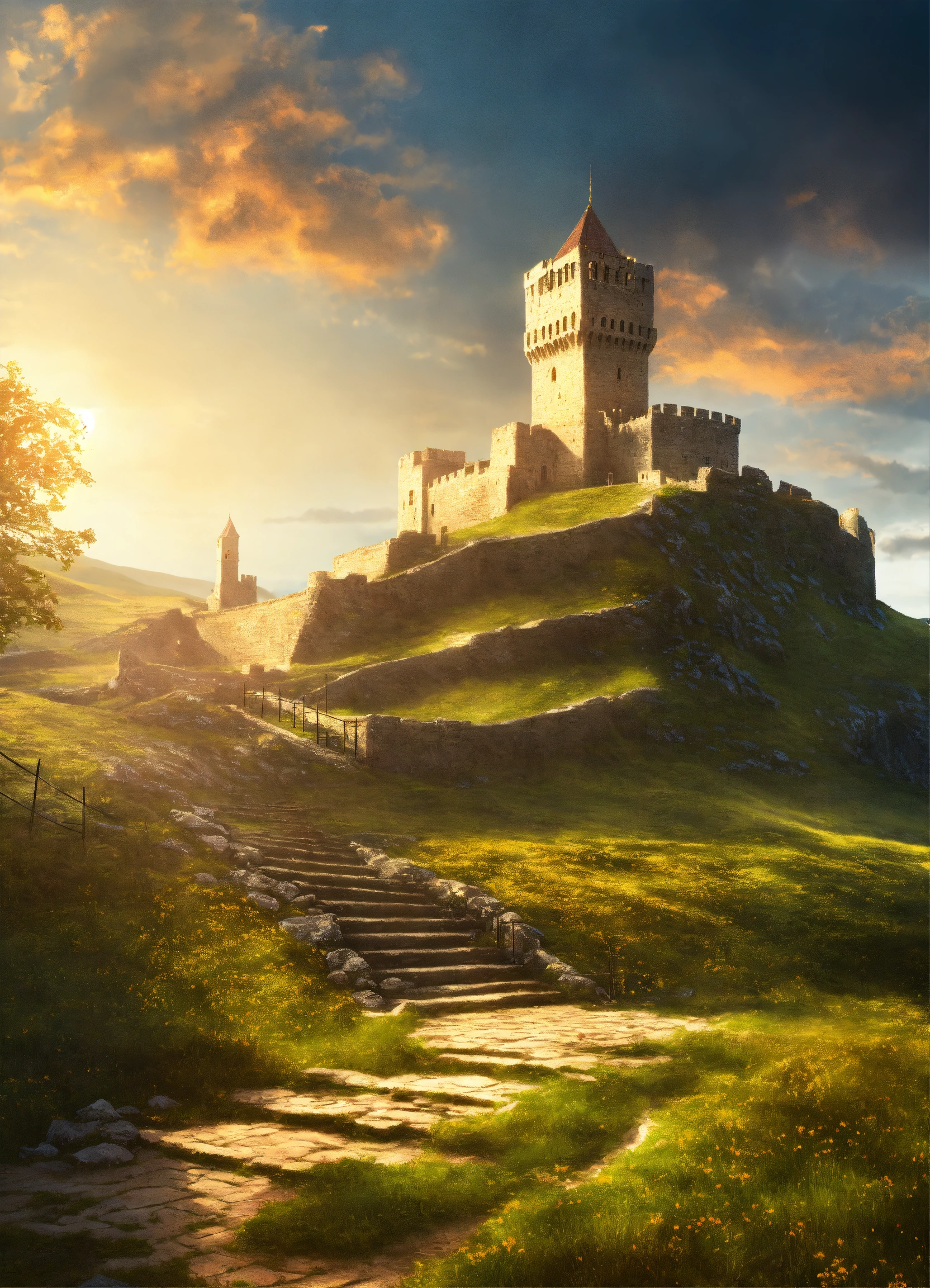 Lexica - Create a design Medieval background with fantasy lighting ...