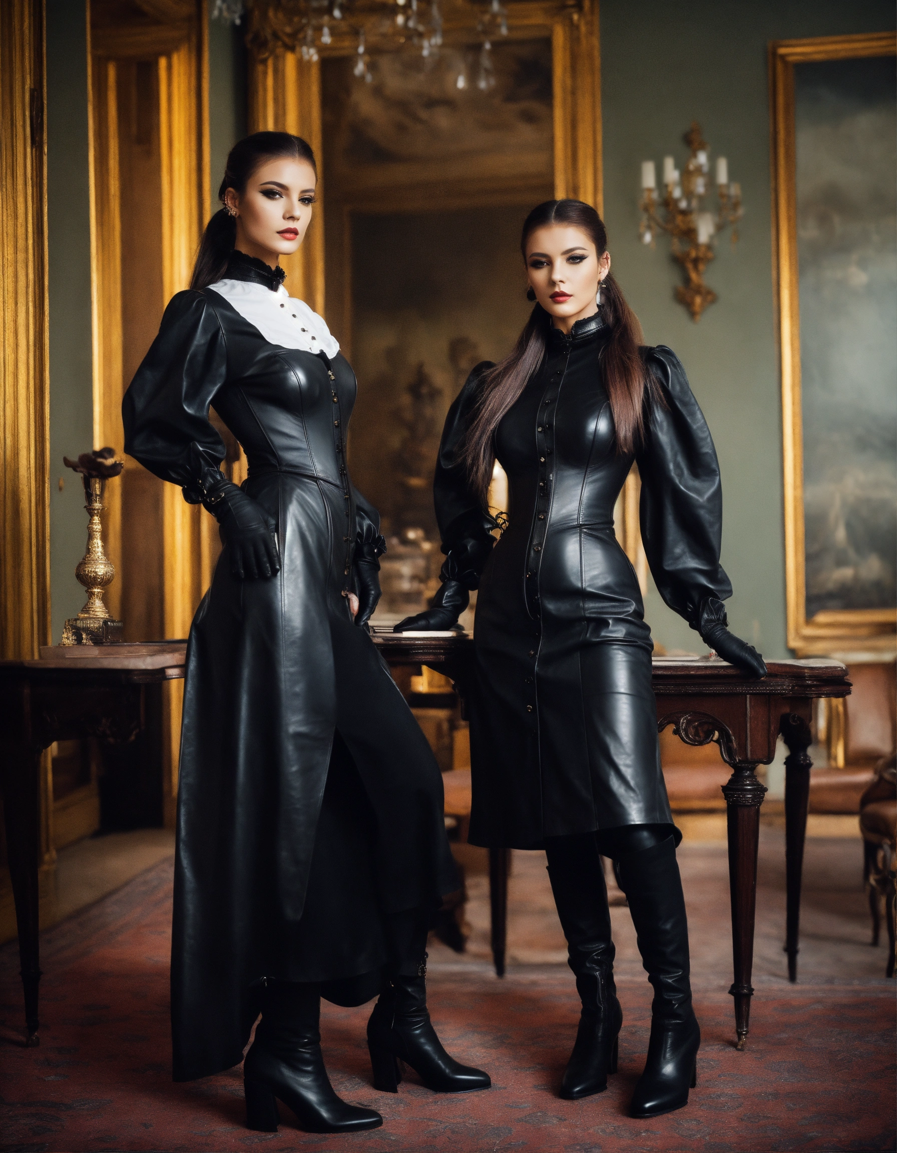 Lexica - Two stunning french seductress women fashion model, brunette ...