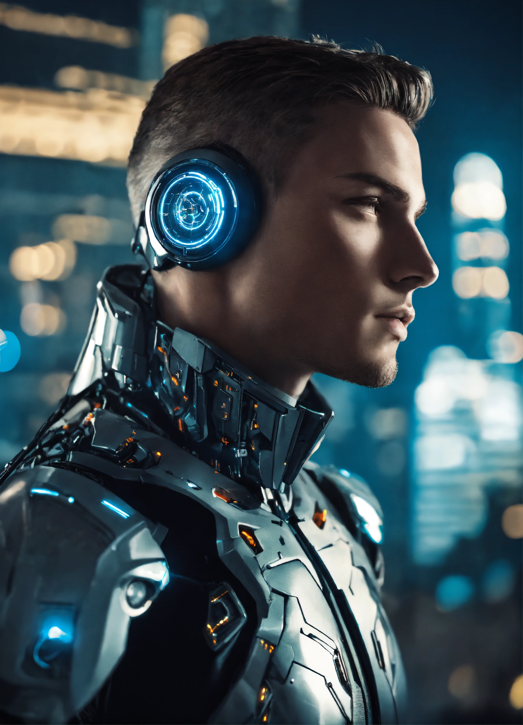 Lexica - Beautiful futuristic men Cyborg wear with an élégant suit and ...
