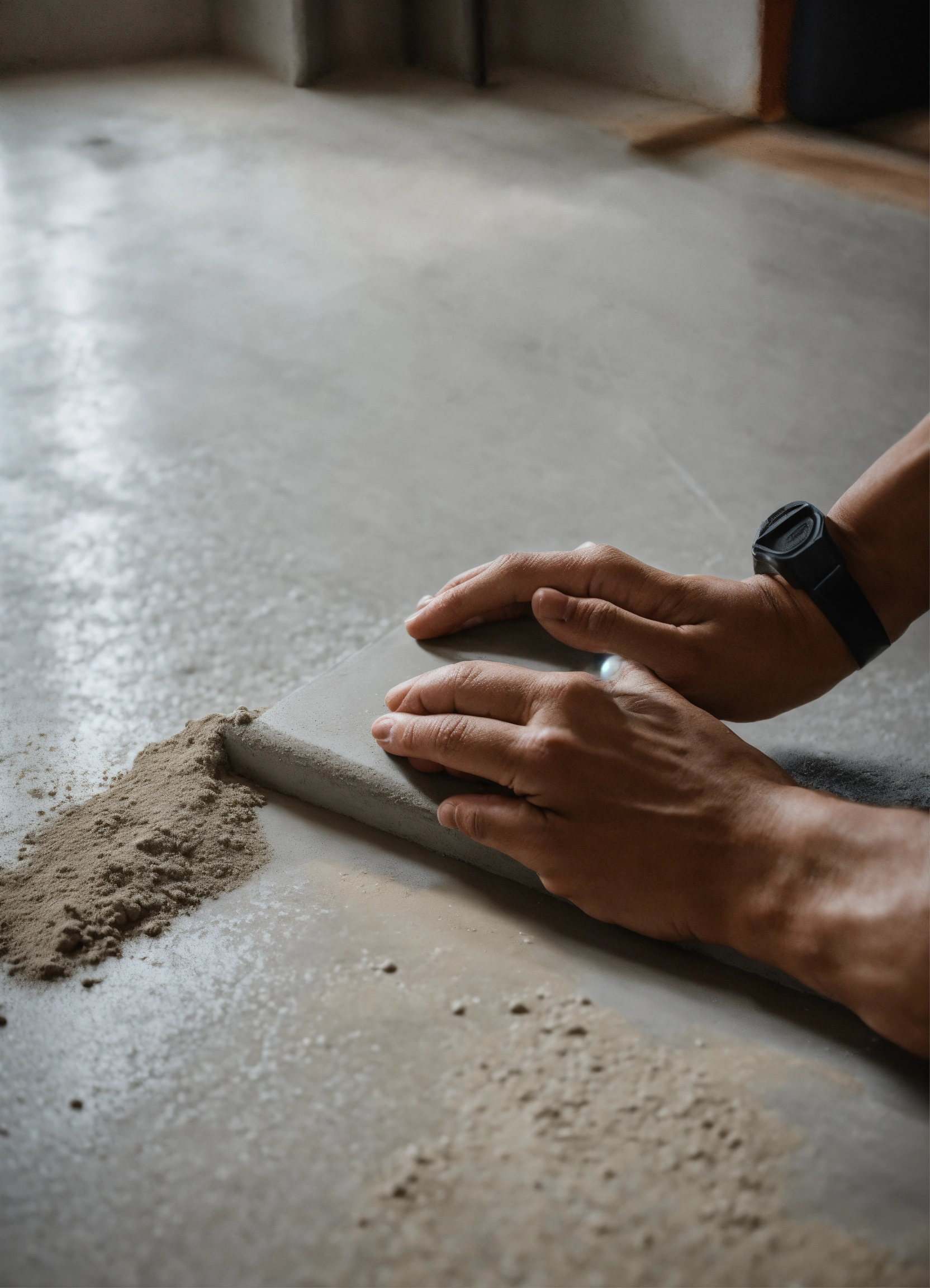 Lexica - Person working on microcement floor application, detail of ...