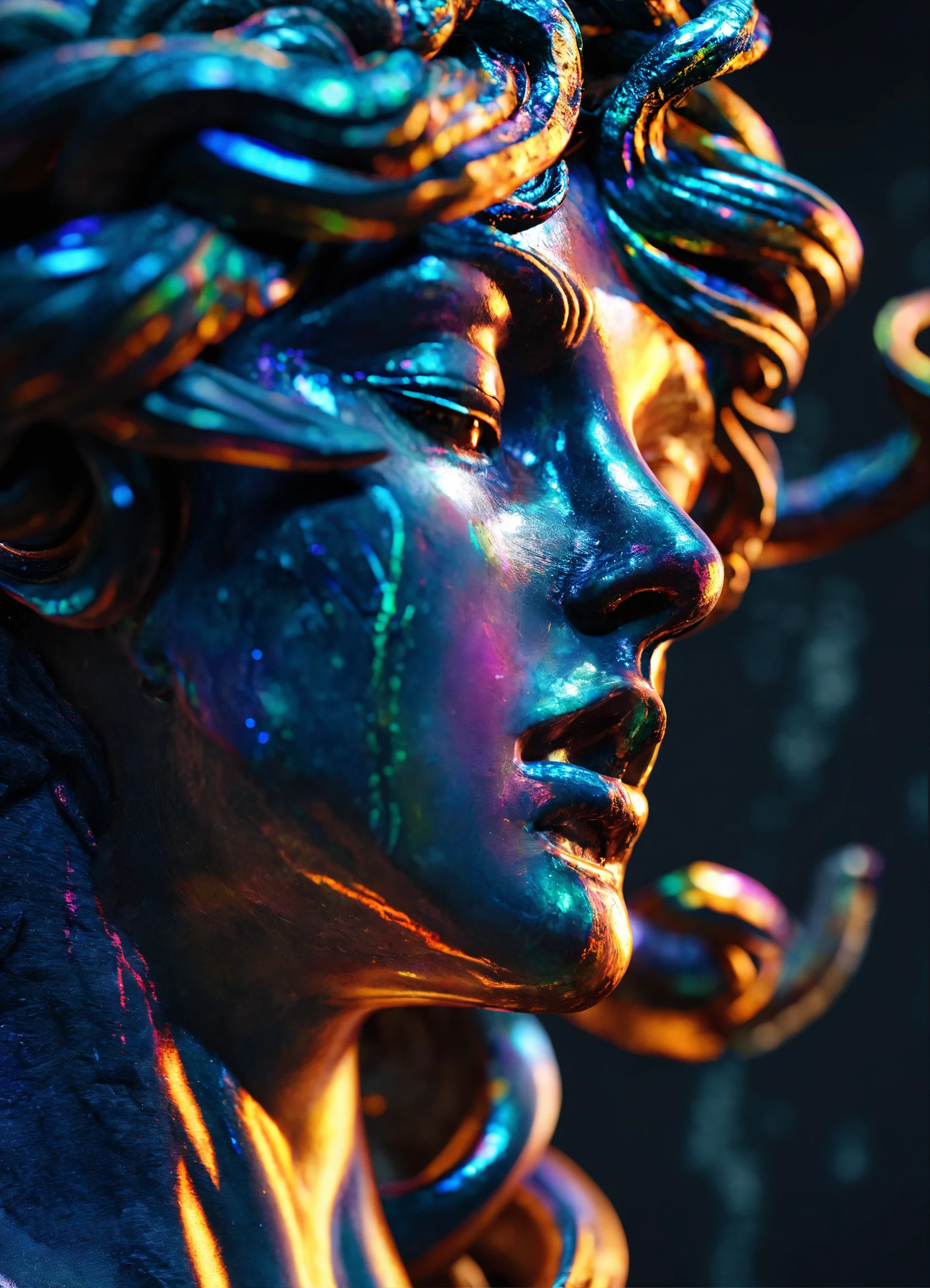 Lexica - A stunning iridescent female marble bust Medusa, Unreal Engine ...