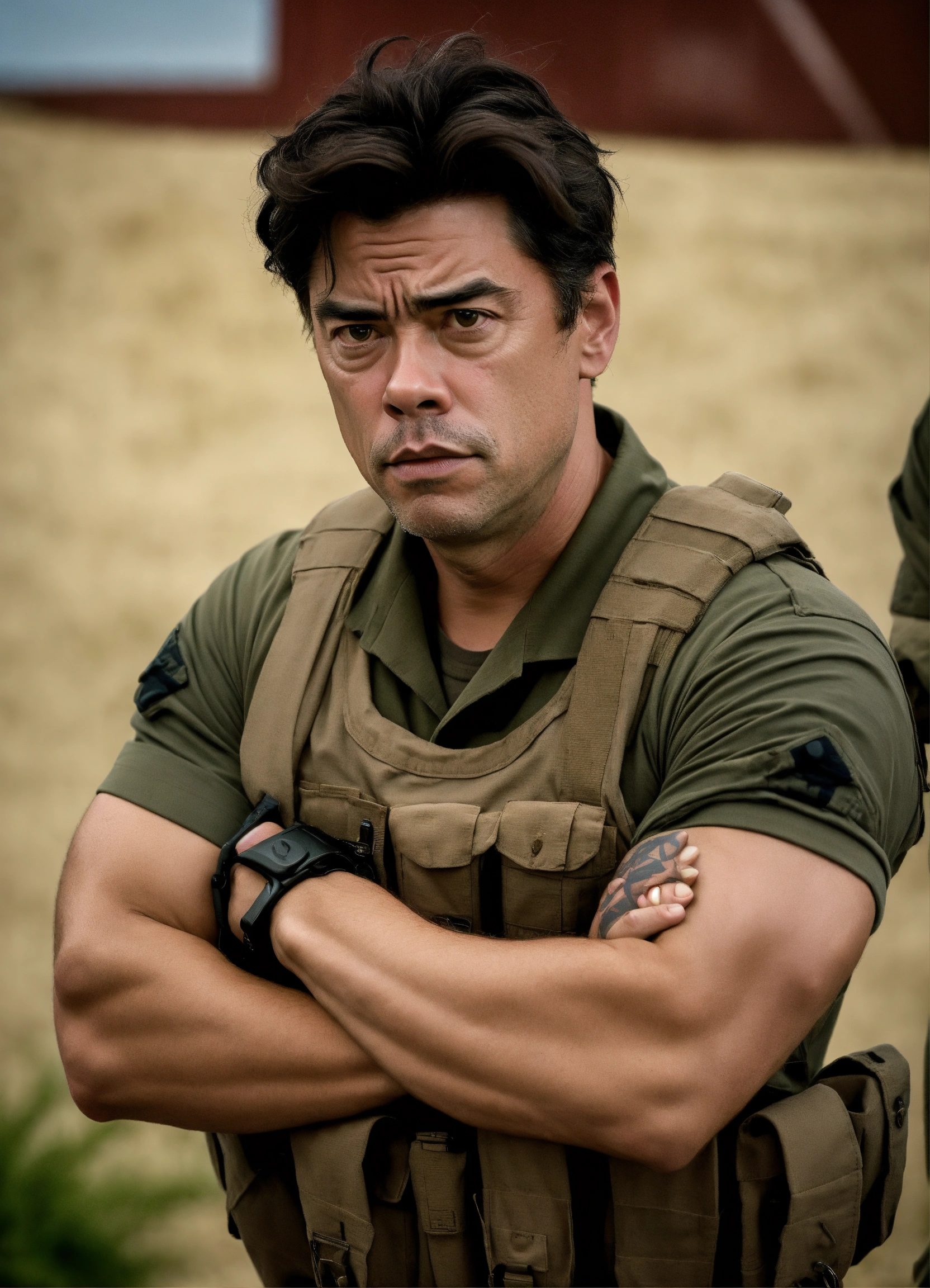 Lexica - Scared man, US Marine, FRONT VIEW, casual clothes, arms ...