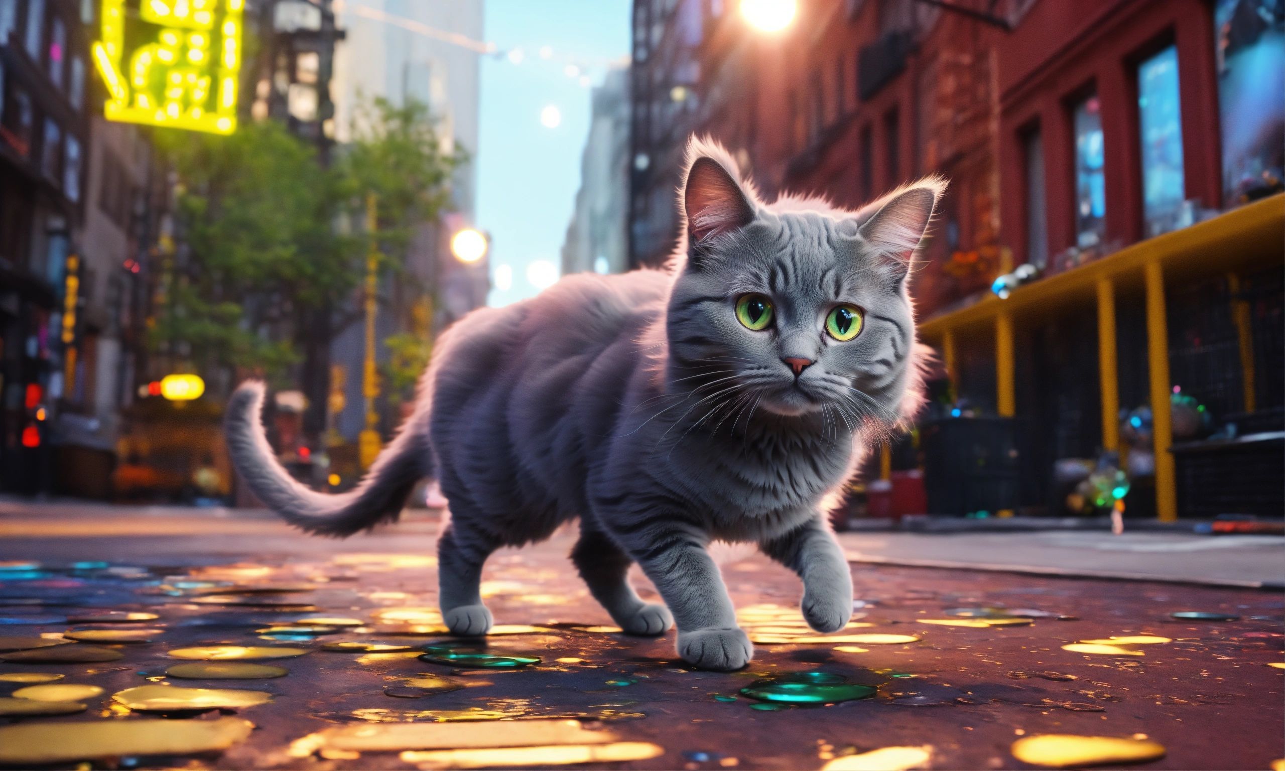 Lexica - 3D cat disco with three fluffy grey cat’s dancing in a ally in ...