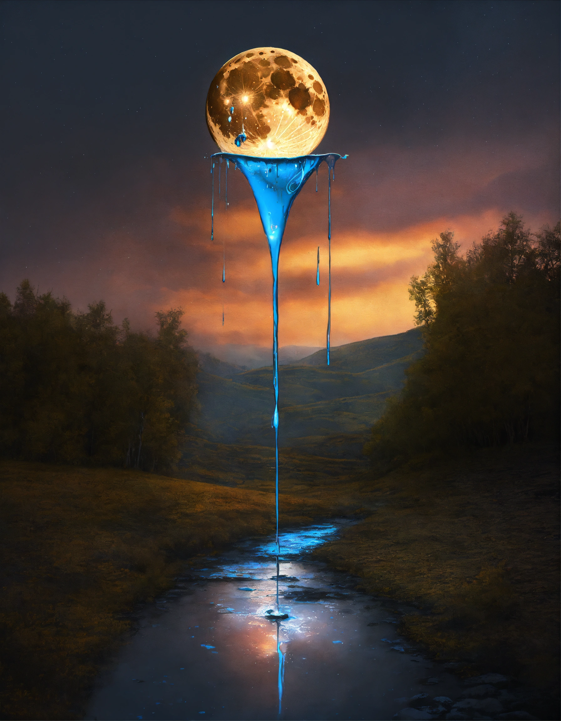 Lexica - Surreal Art. Moon is dripping.
