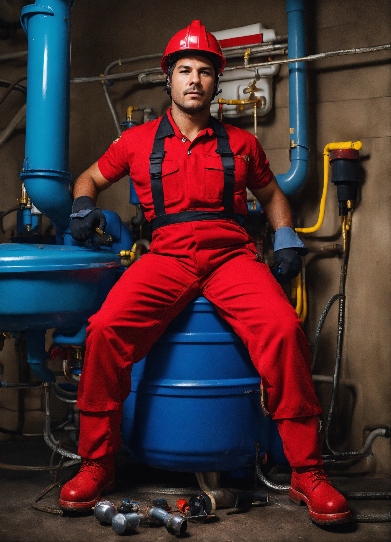Lexica - A plumber in a red outfit and a red hard helm