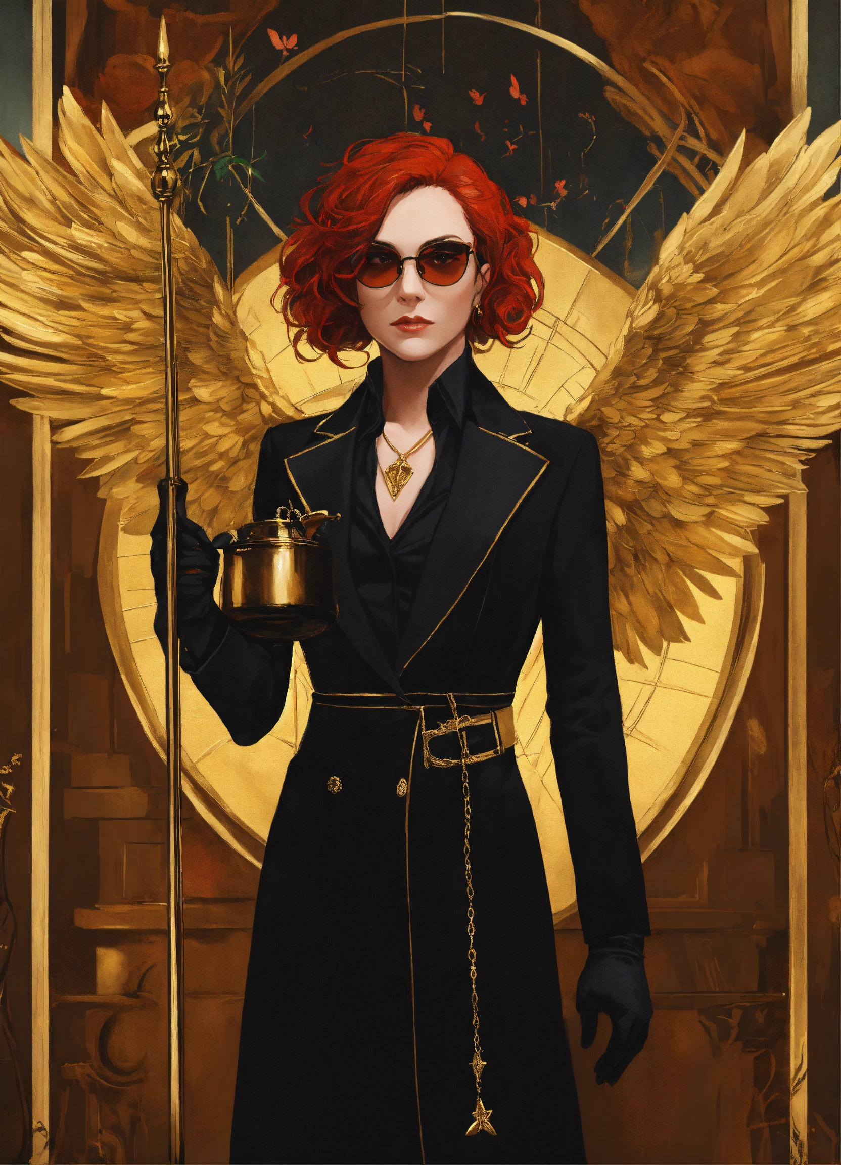 Lexica - Good omens as woman, female Crowley wearing black clothes suit ...