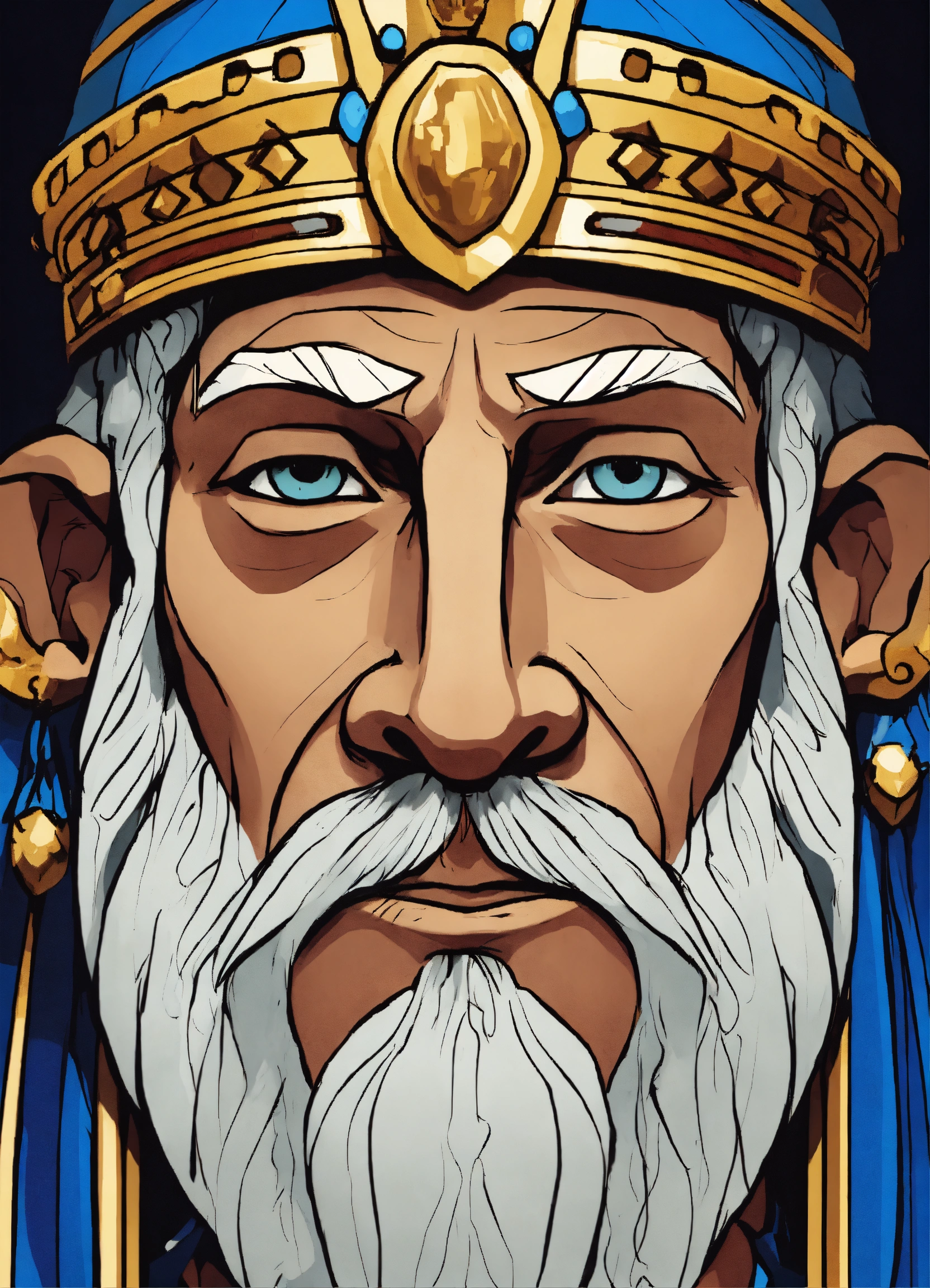 Lexica - King solomon from the bible, 2d cartoon, face closeup