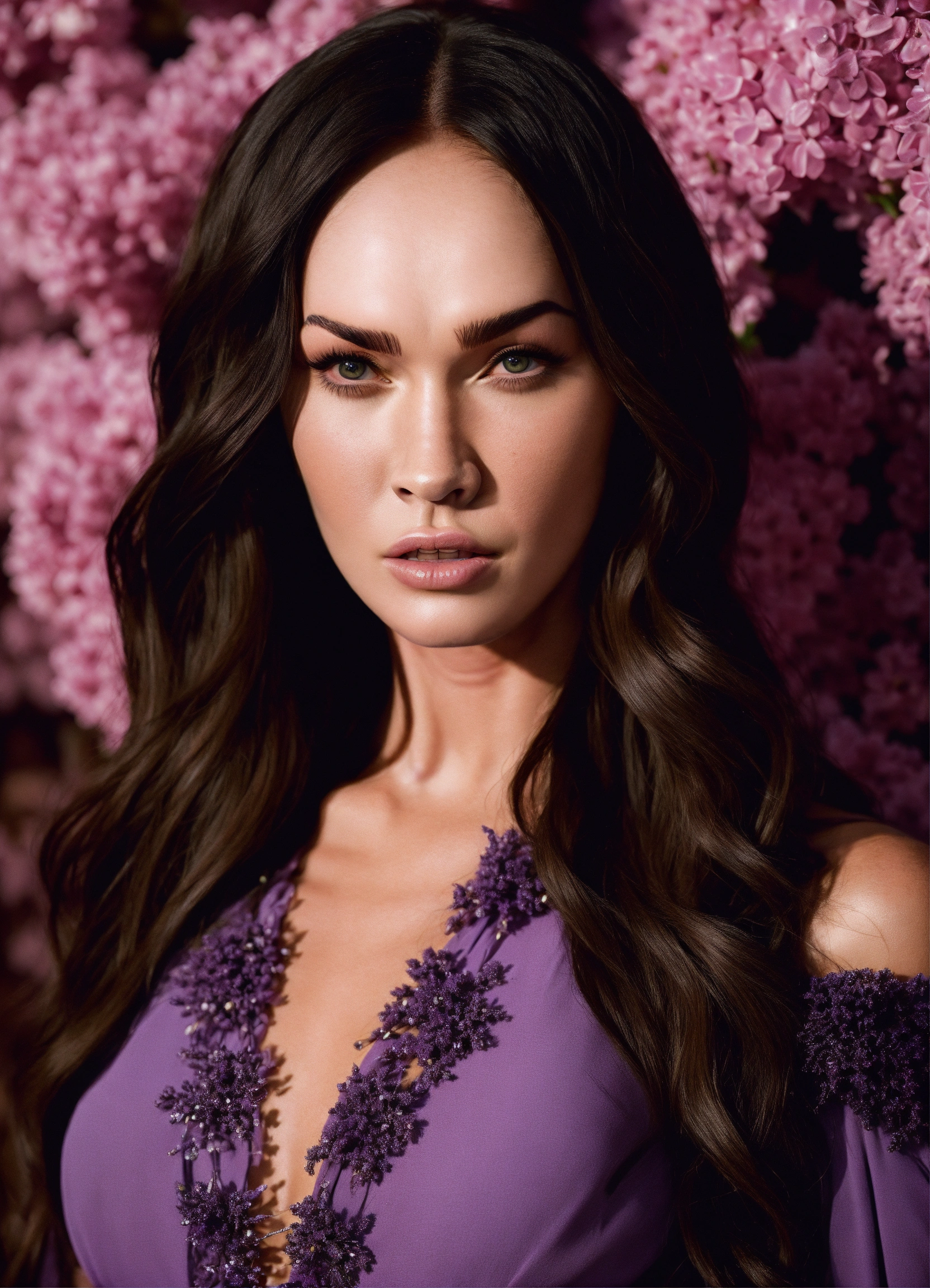 Lexica - Megan fox, game of thrones, purple dress, lilac eyes