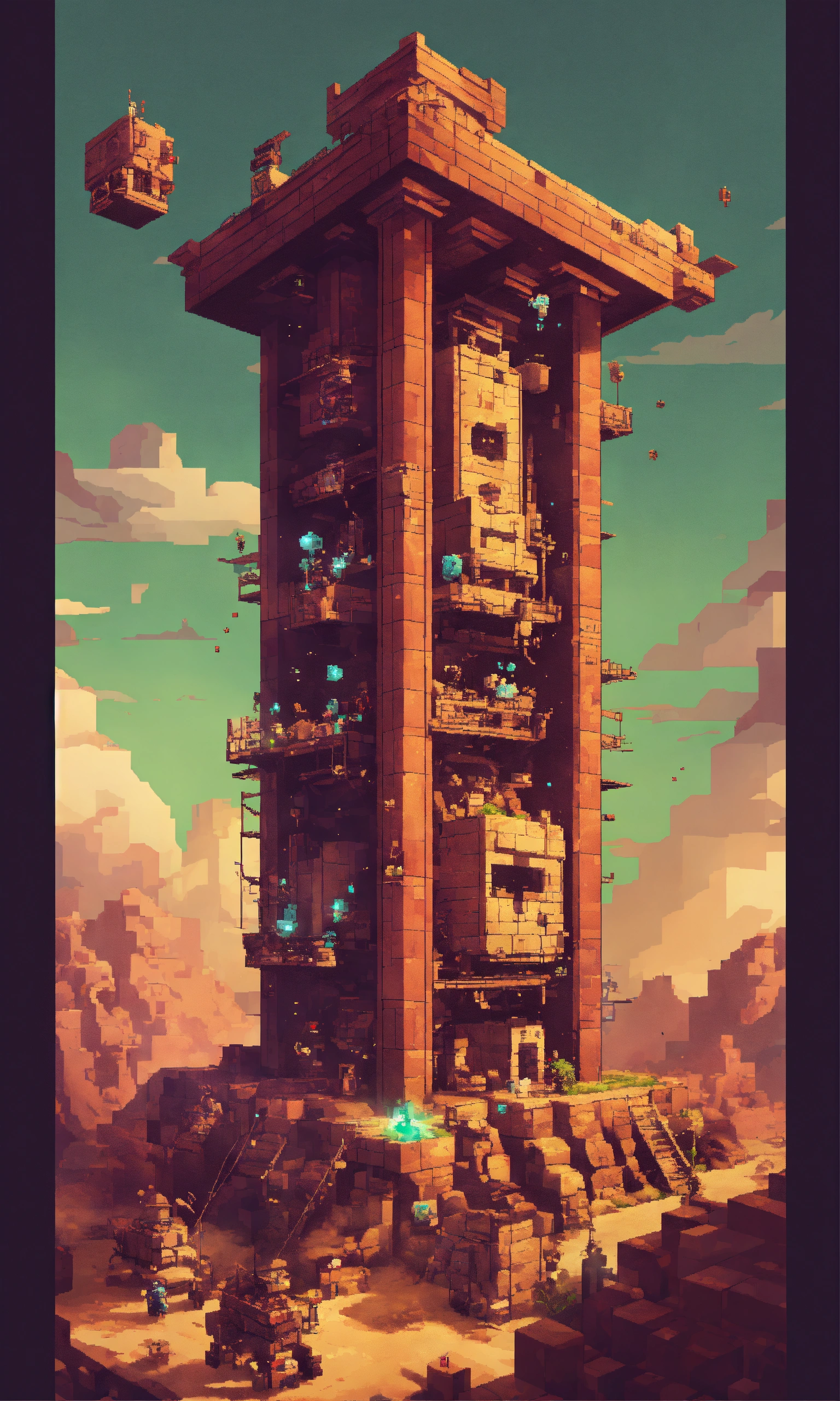 Lexica - Simple blocky pixel sprite image a tower under siege by AI ...