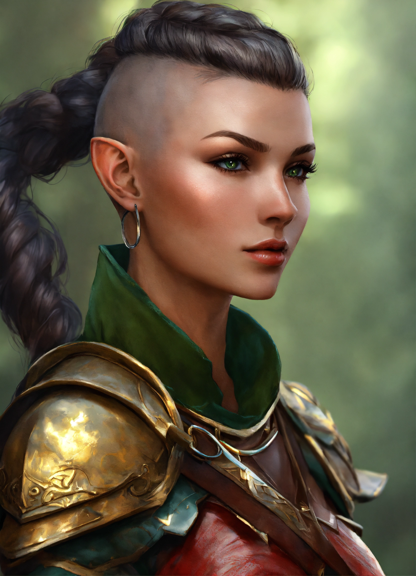 Lexica - Female elf ranger with sides of head shaved in mohawk
