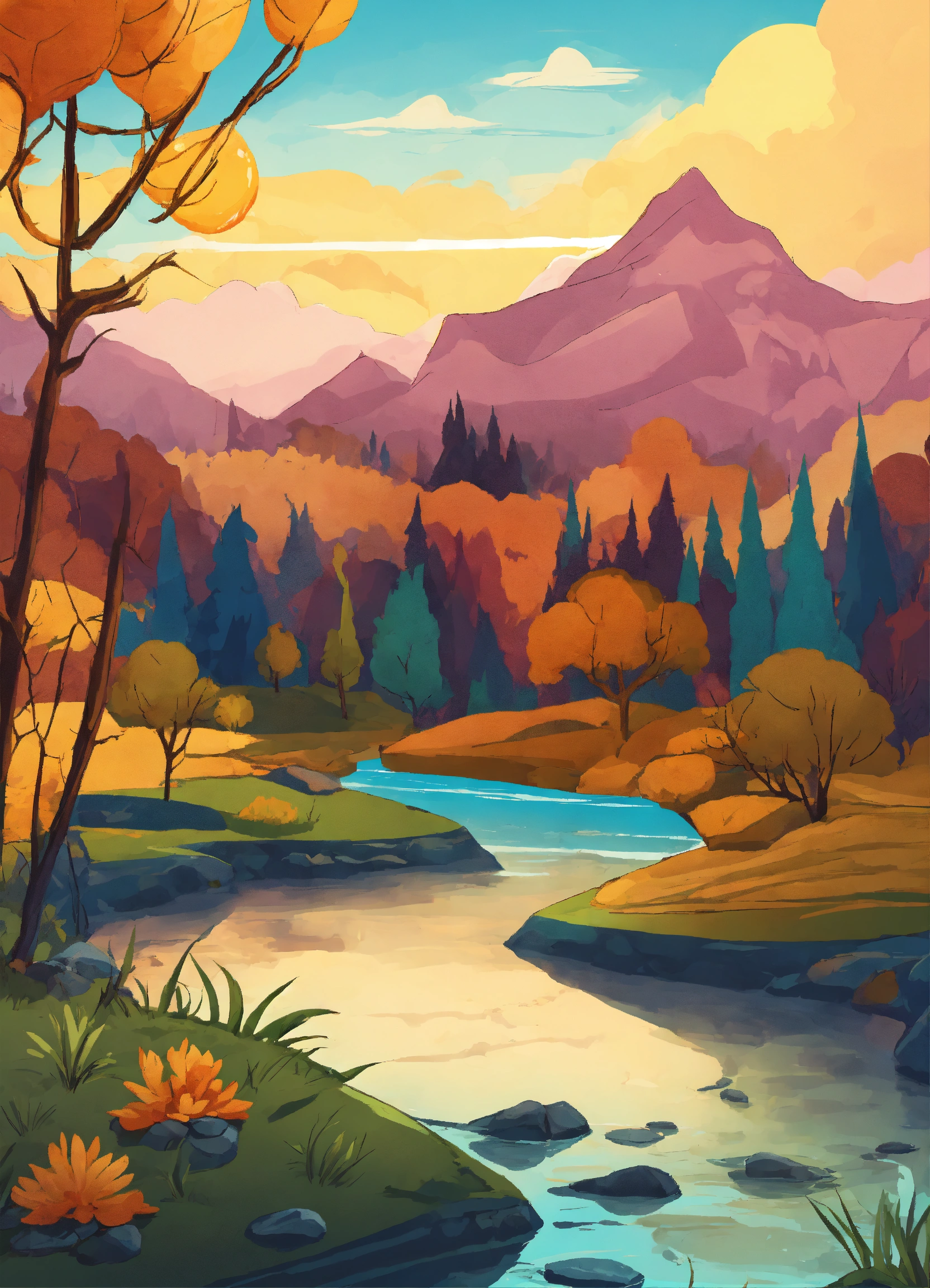 Lexica - Cartoon background with dry colors