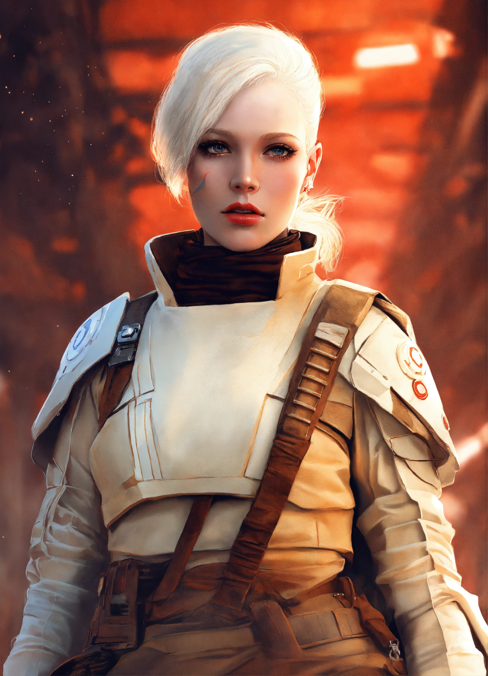 Lexica - Digital art of a Star Wars albino woman Rebel.