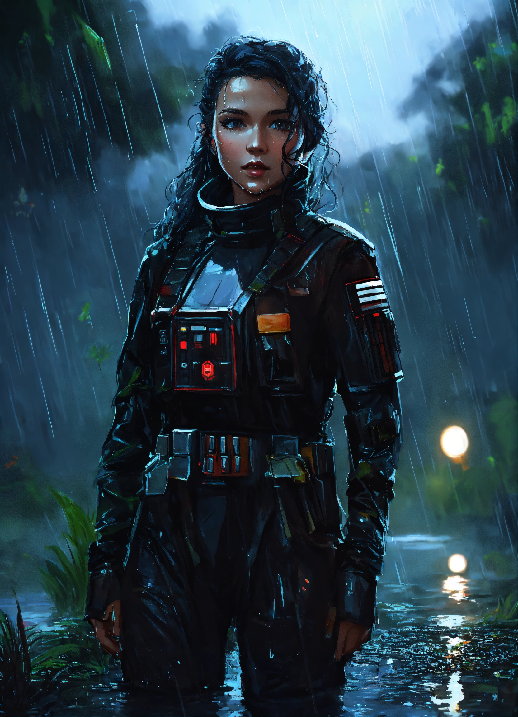Lexica - Digital art of a female Star Wars Imperial with long wet hair ...