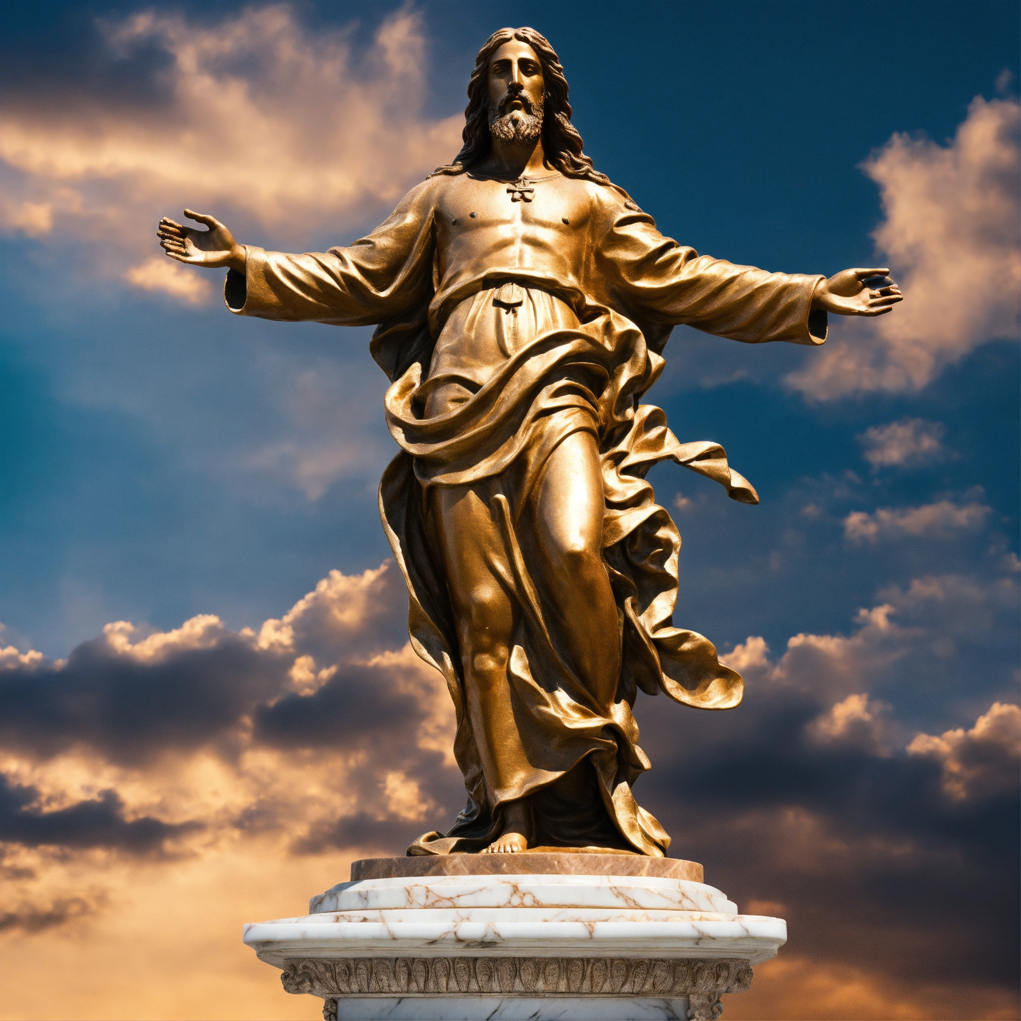 Lexica - Aged bronze sculpture full body of celestial Jesus on top of a ...