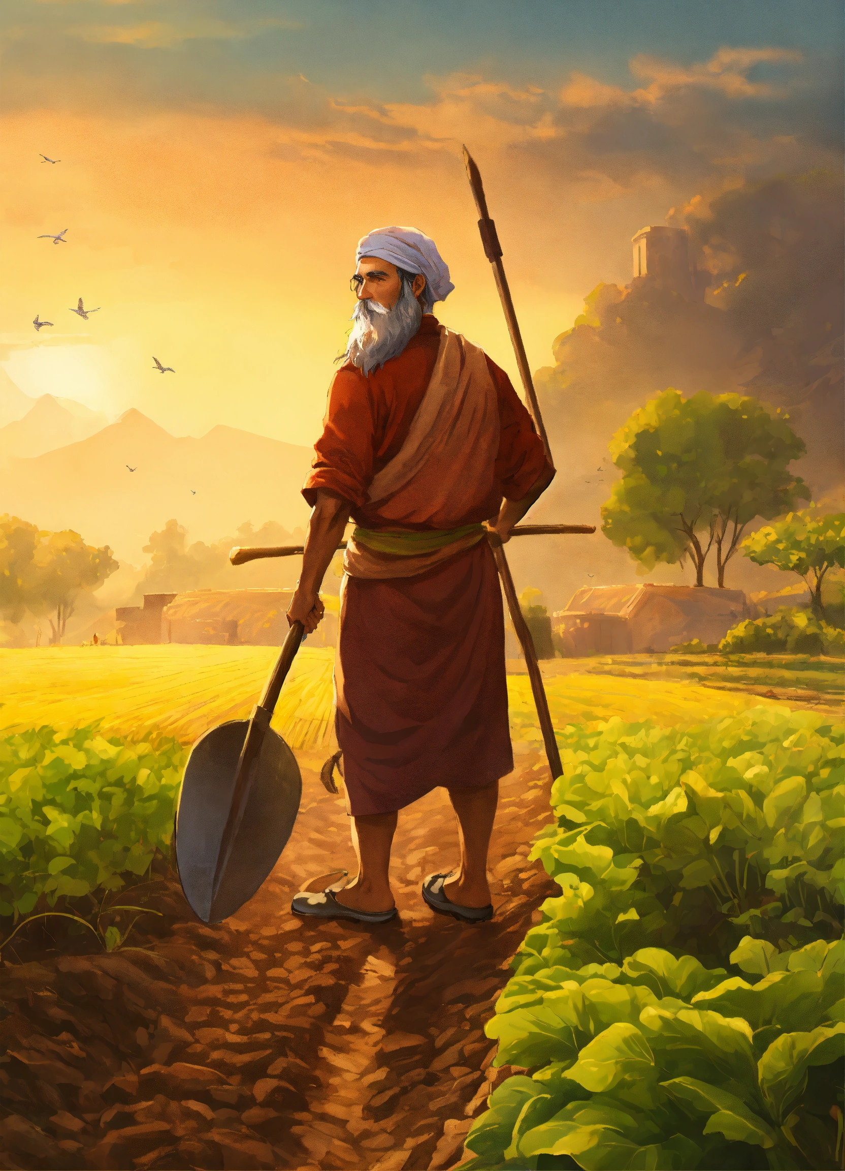 Lexica - An ancient farmer cultivating the land.