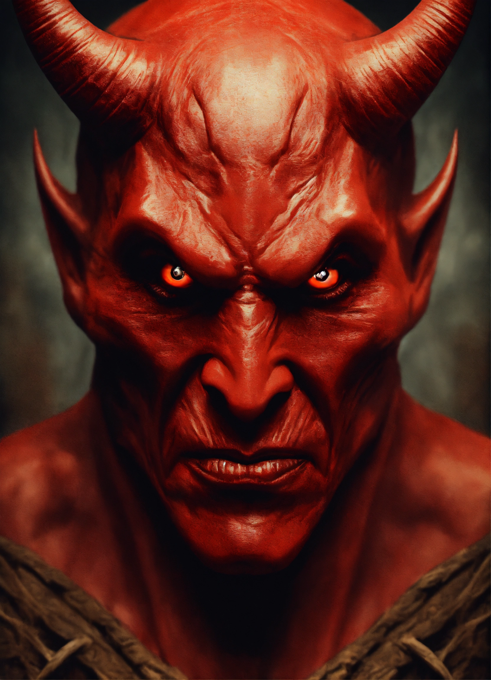 Lexica - Devil face front on evil looking symmetrical photo realistic