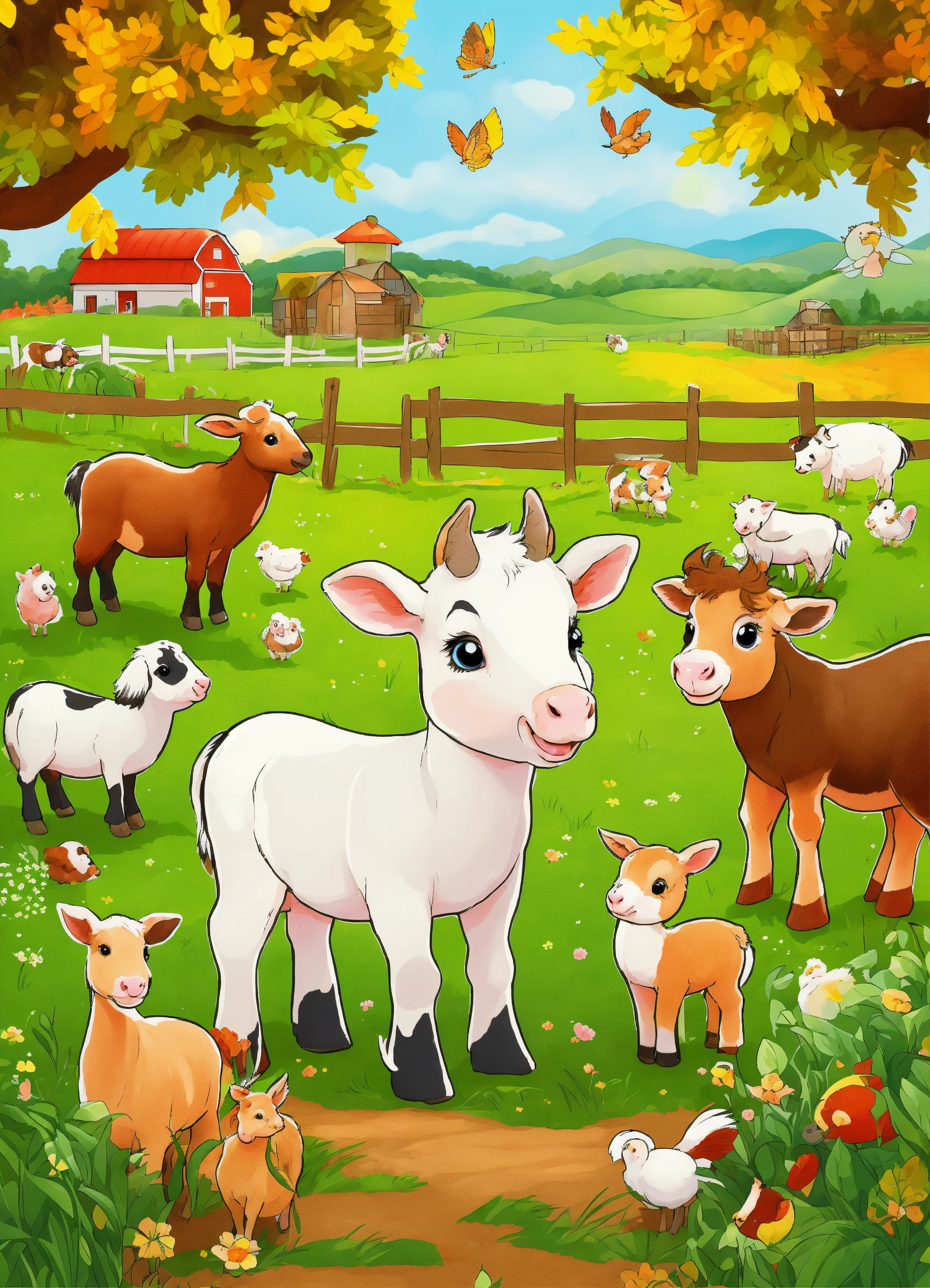 Lexica - Generate a cute FARM ANIMALS, super eye-catching illustration ...