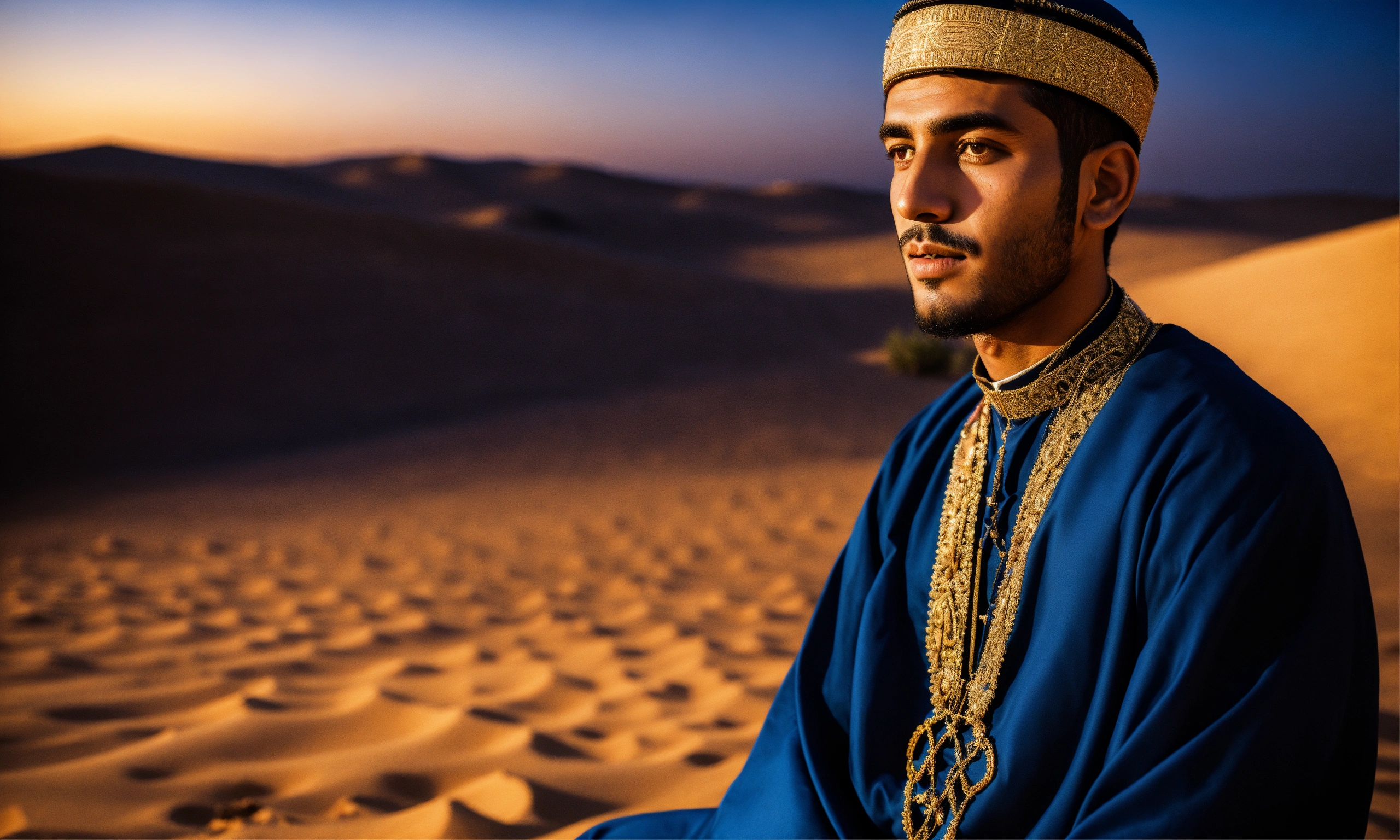 Lexica - Portrait of a young handsome Arabic priest, desert camp ...