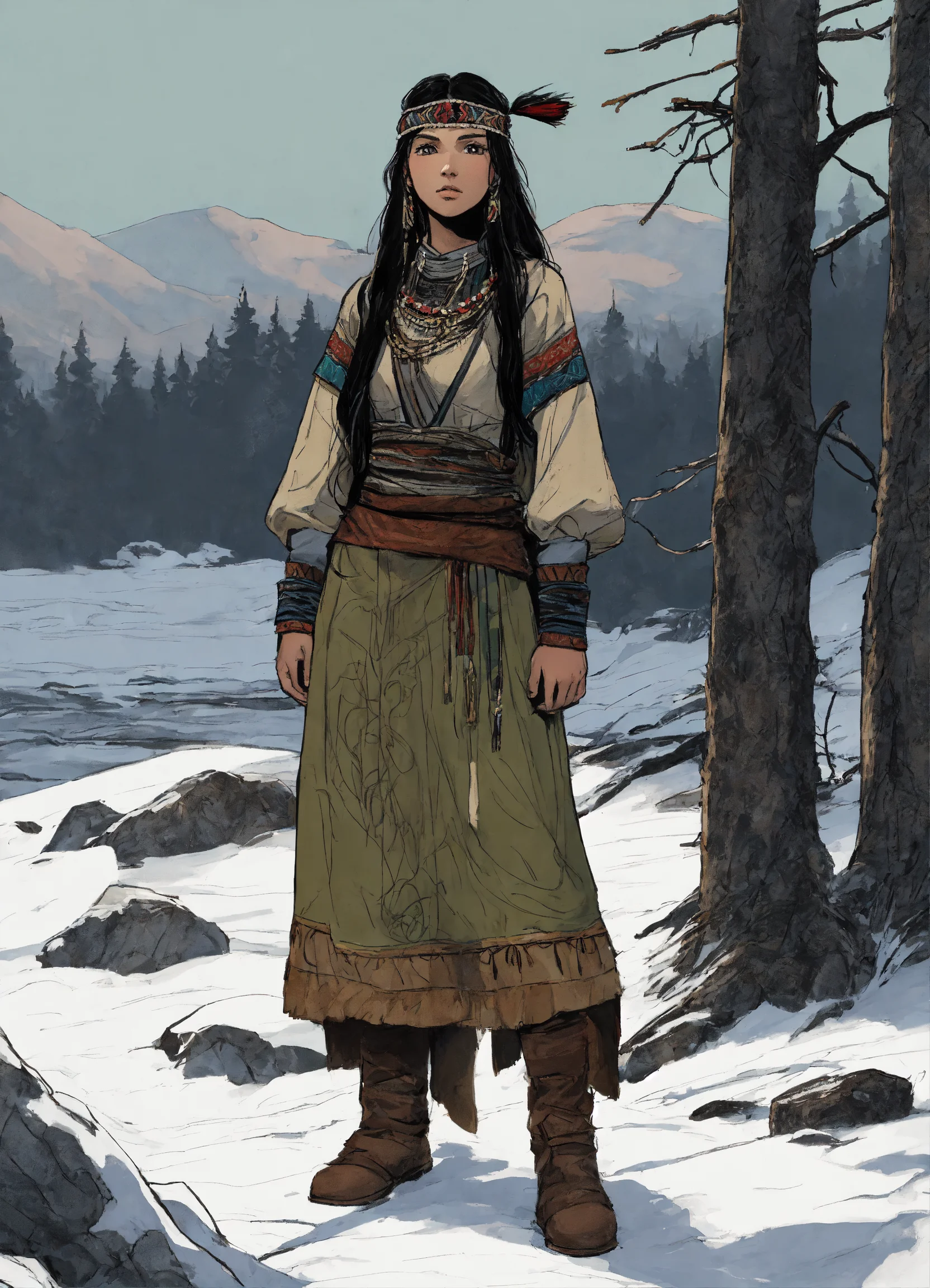 Lexica - Illustration of a young Sámi woman in the style of Bernie ...