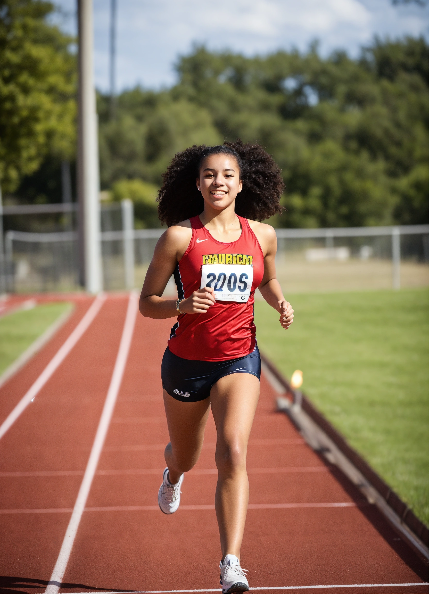 Lexica - Biracial girl age 18 wearing a track and field spandex shorts ...