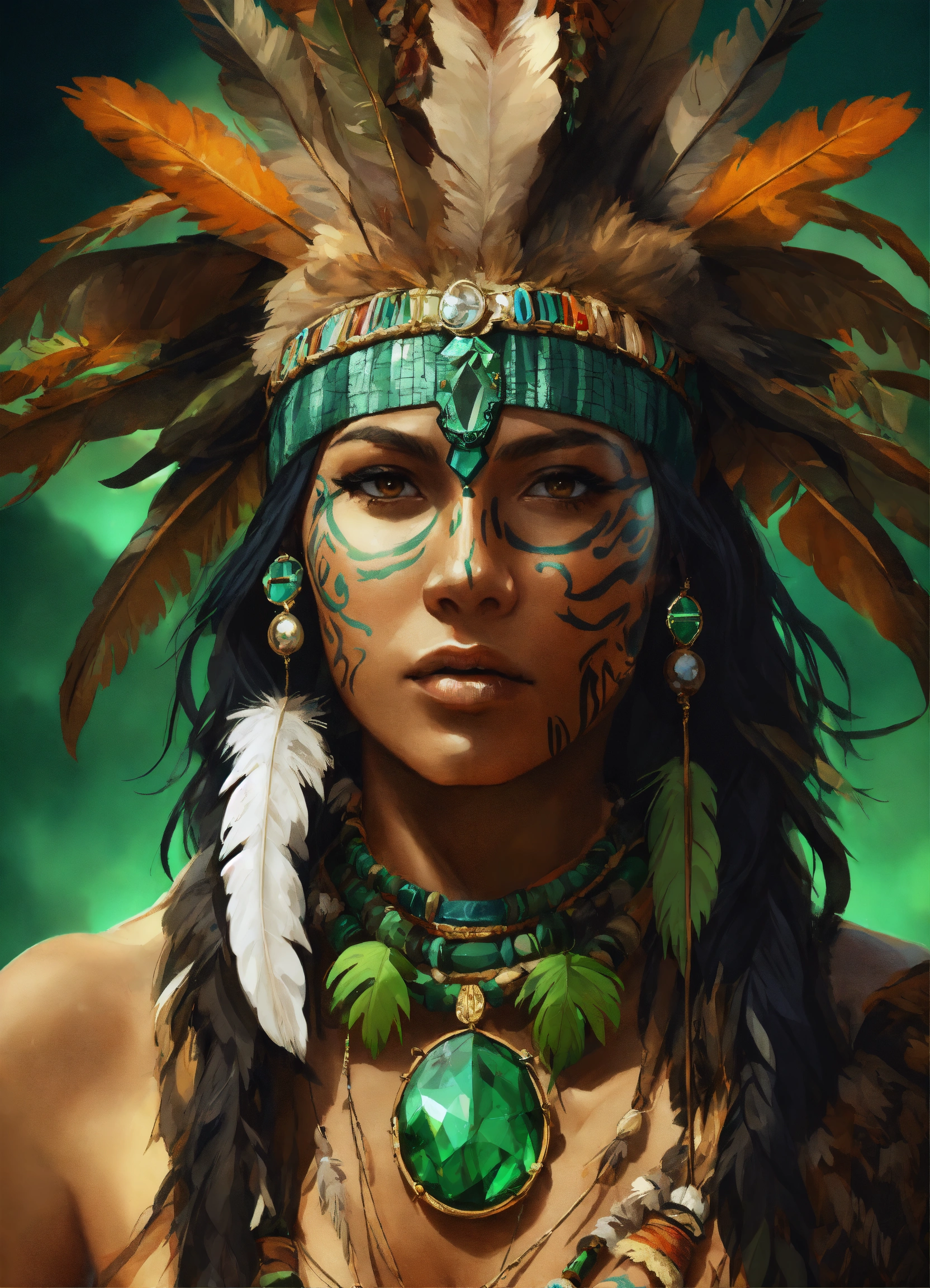 Lexica - Native American witch doctor, covered in animal skins, digital ...