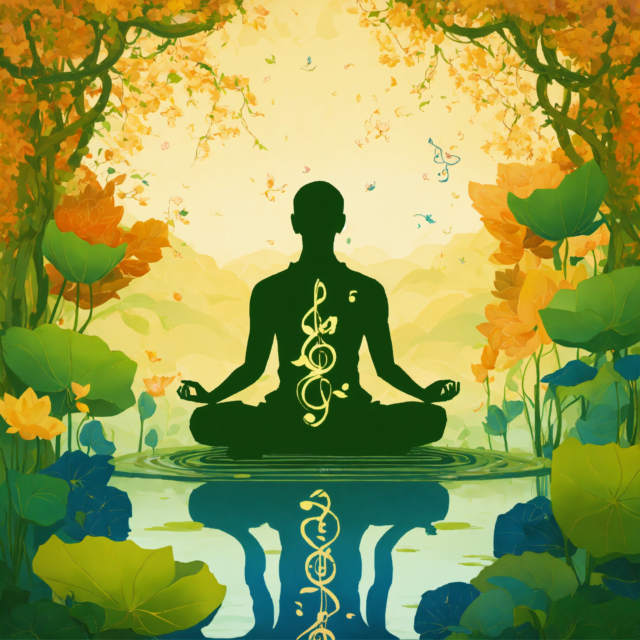 Lexica - A musician meditating in a Japanese stylied wave of zen with ...