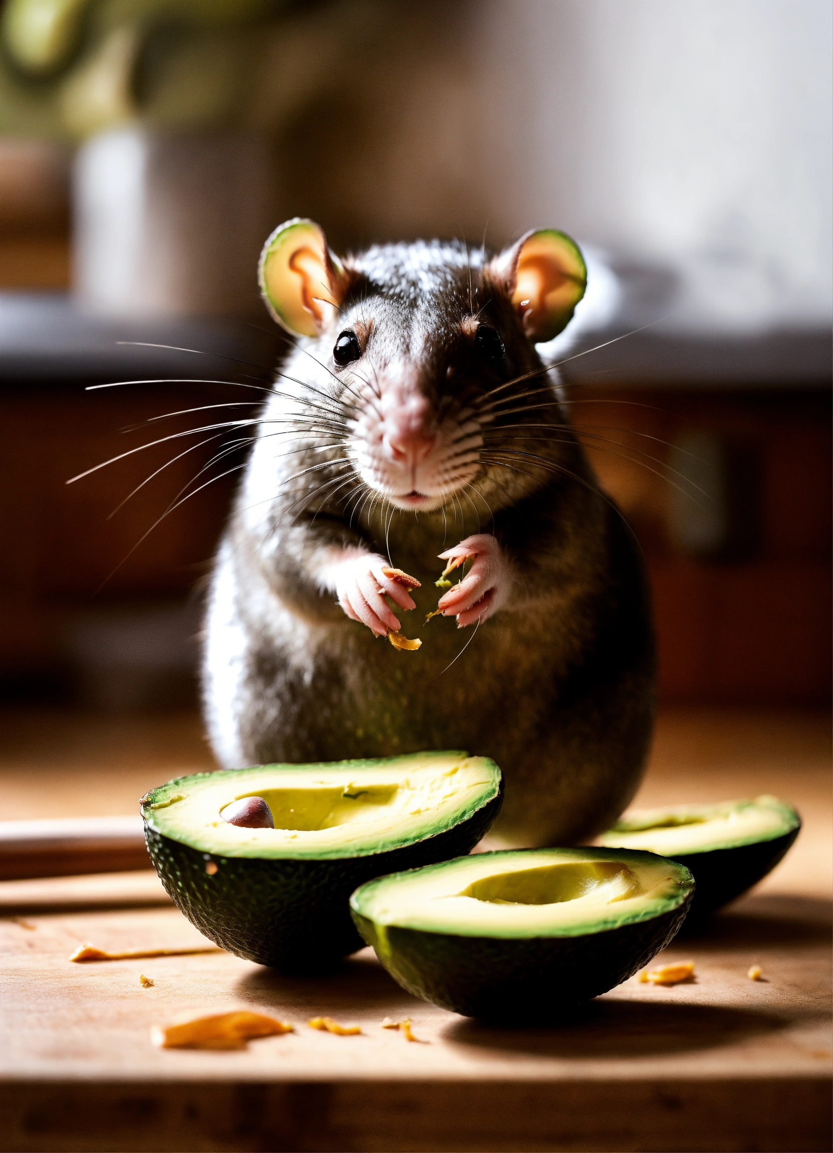 Lexica - Rat slicing up an avocado