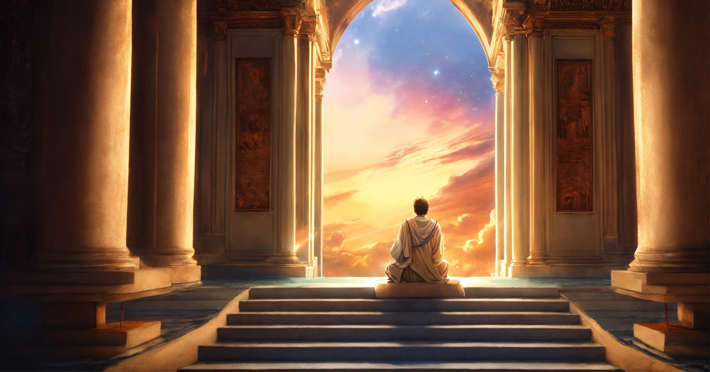 Lexica - The stoics, eternal students, with book, very realistic, 8k