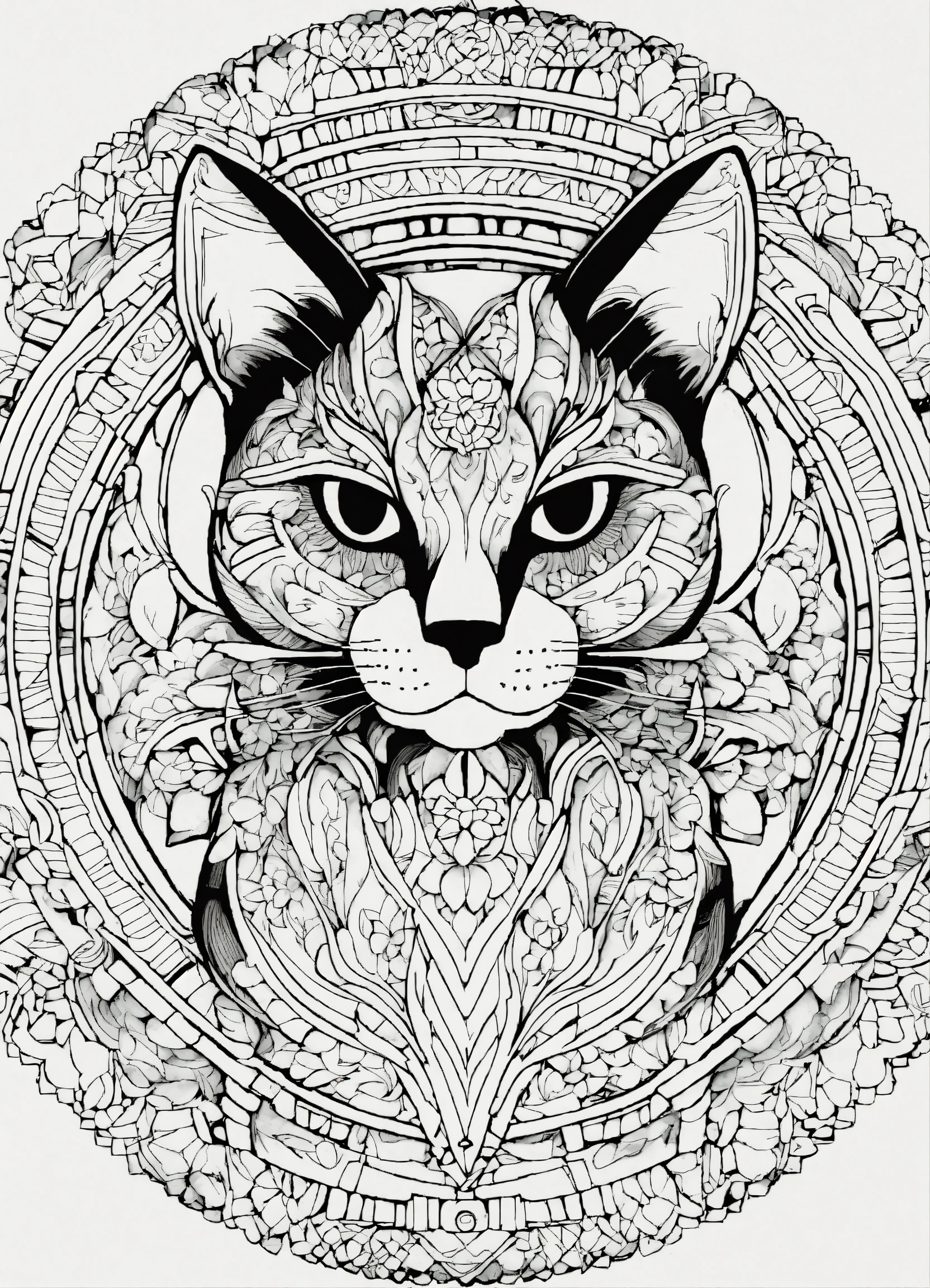 Lexica - Coloring page for adults, bold lines, dark lines, mandala ...