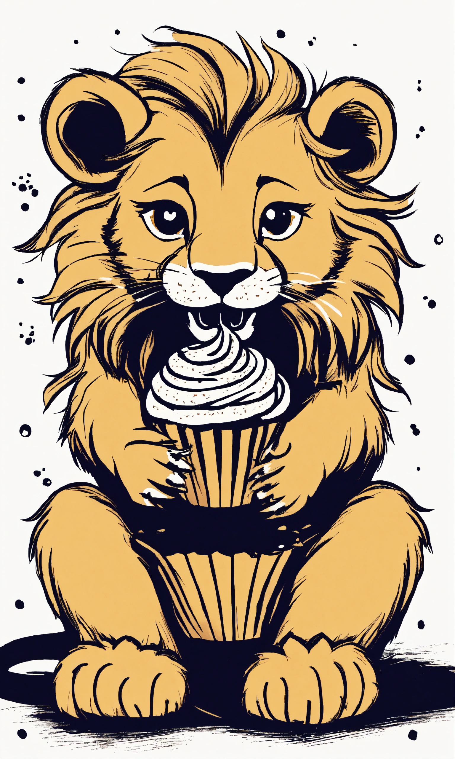 Lexica - A small lion holding a piece of a muffin with its tiny paws ...