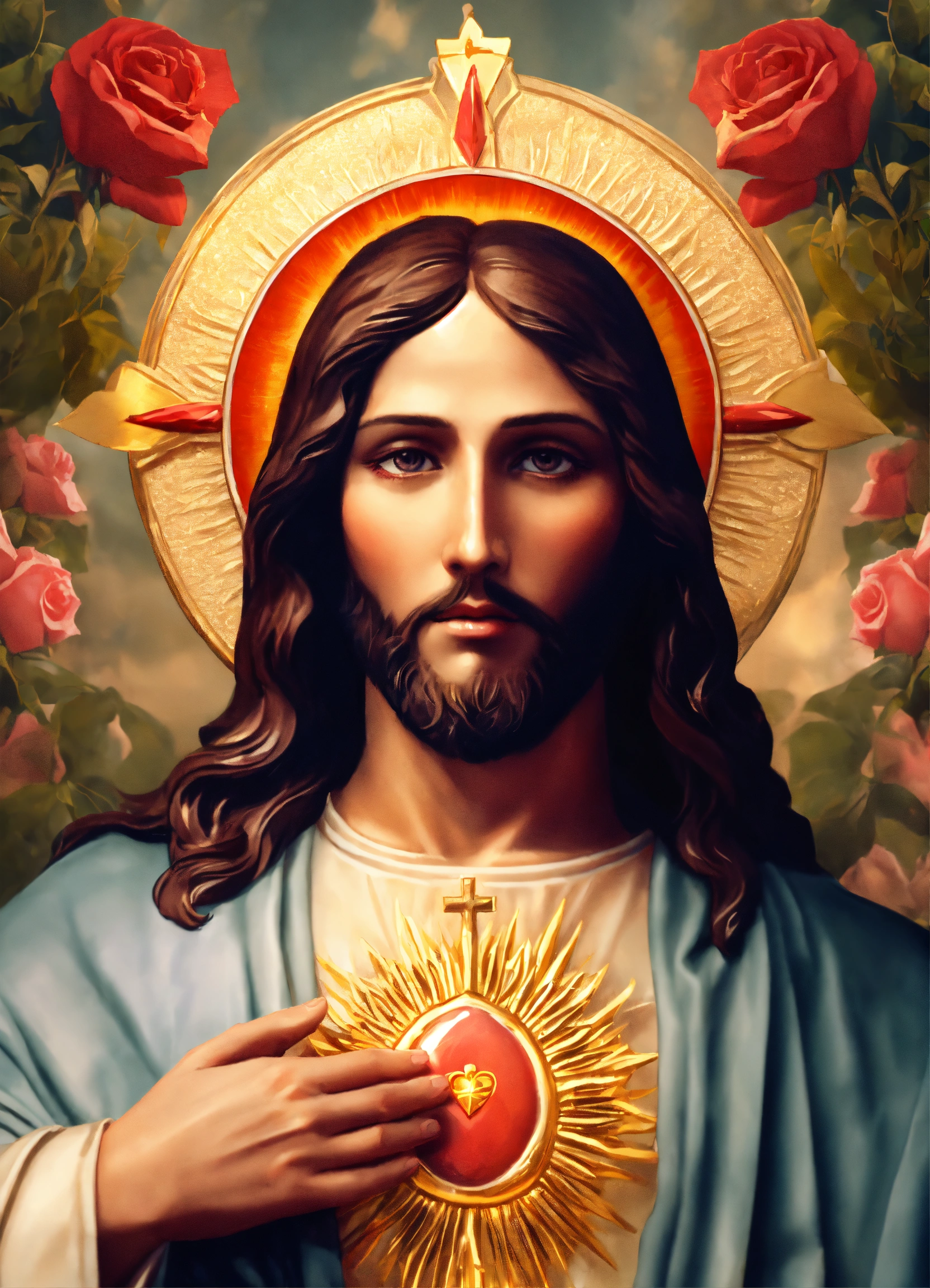 Lexica - Very detailed portrait of the Sacred Heart of Jesus beautiful ...