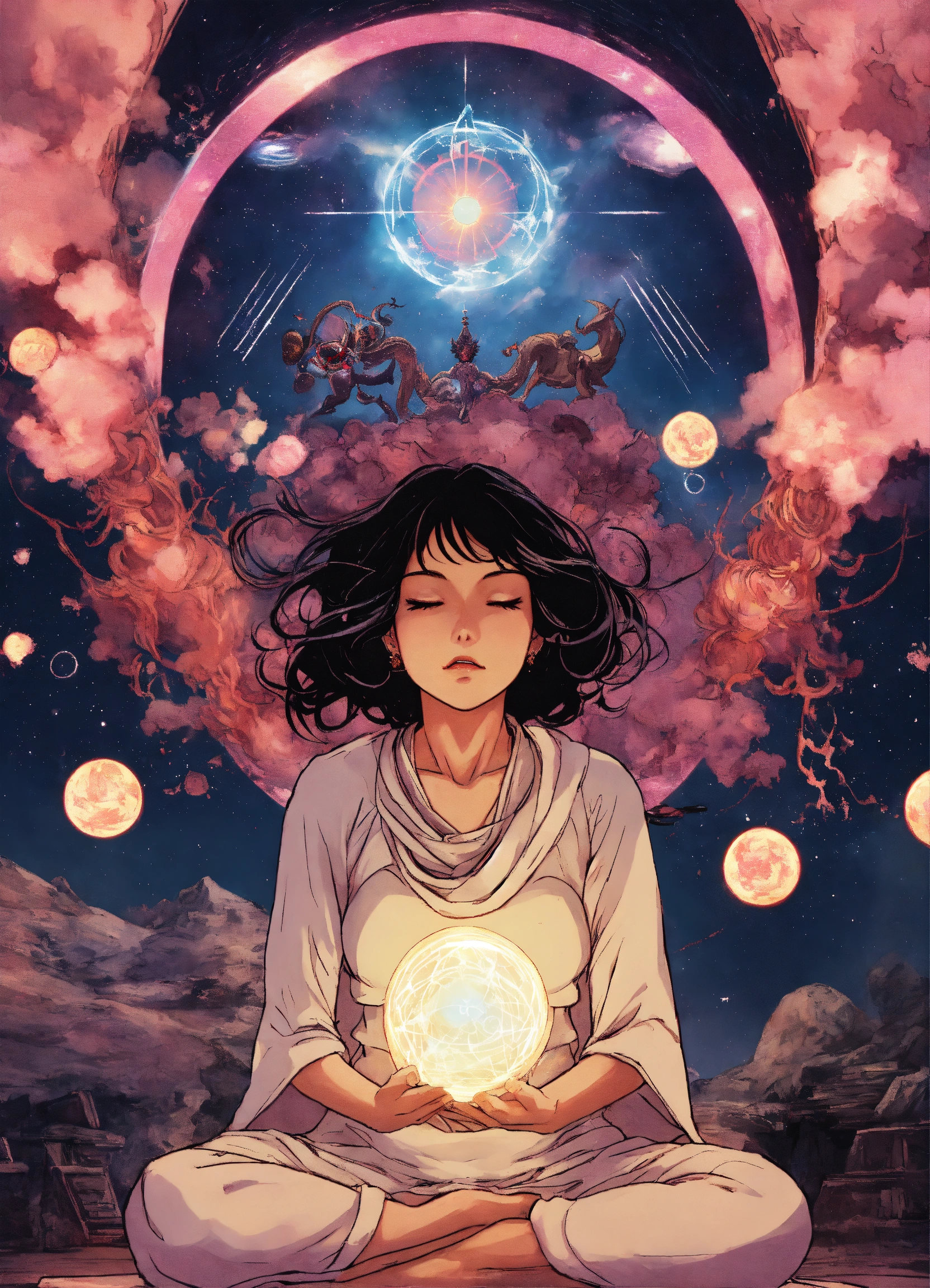 Lexica - Demons attacking, a meditating Latino, with a oculus put in ...